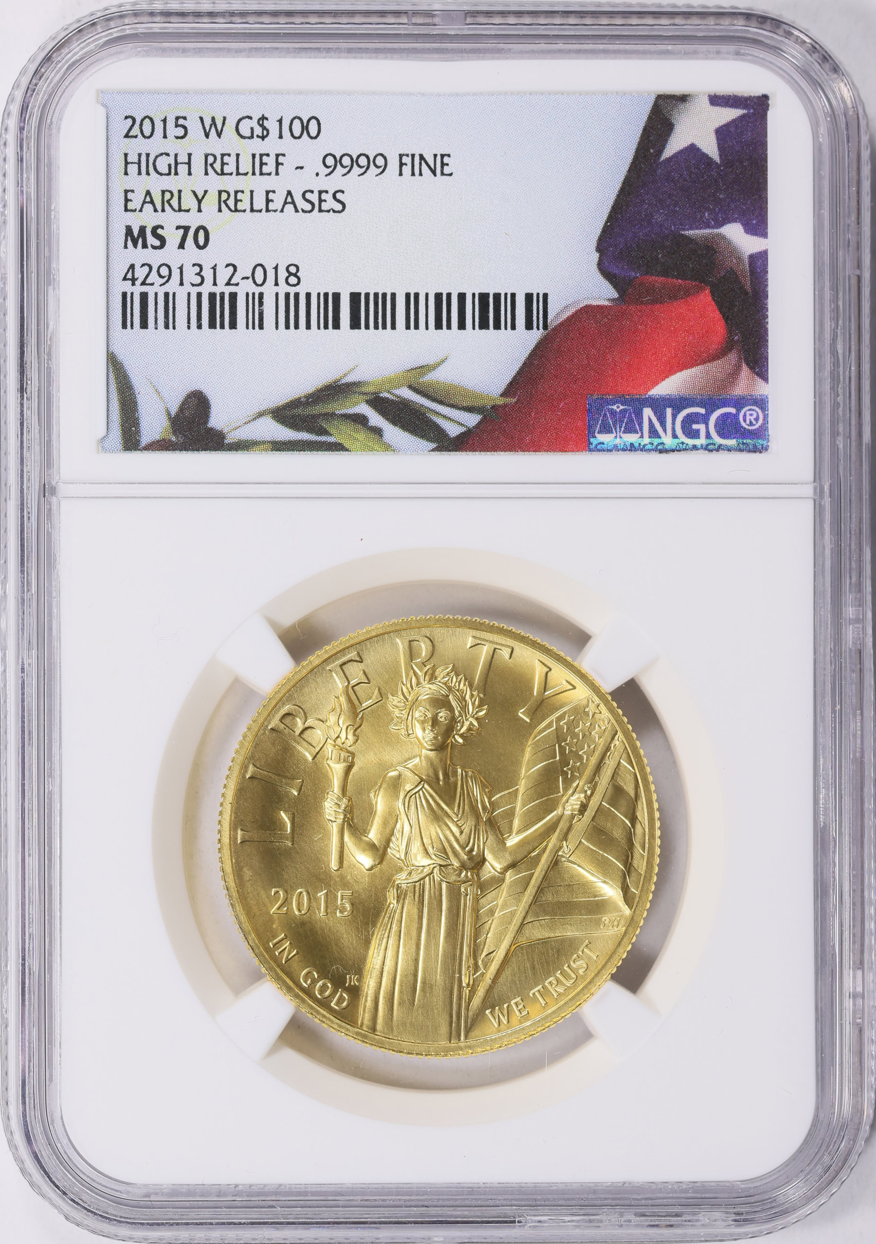 2015-W America Liberty High Relief $100 Gold Early Releases NGC MS-70 (Item 1744382 ...