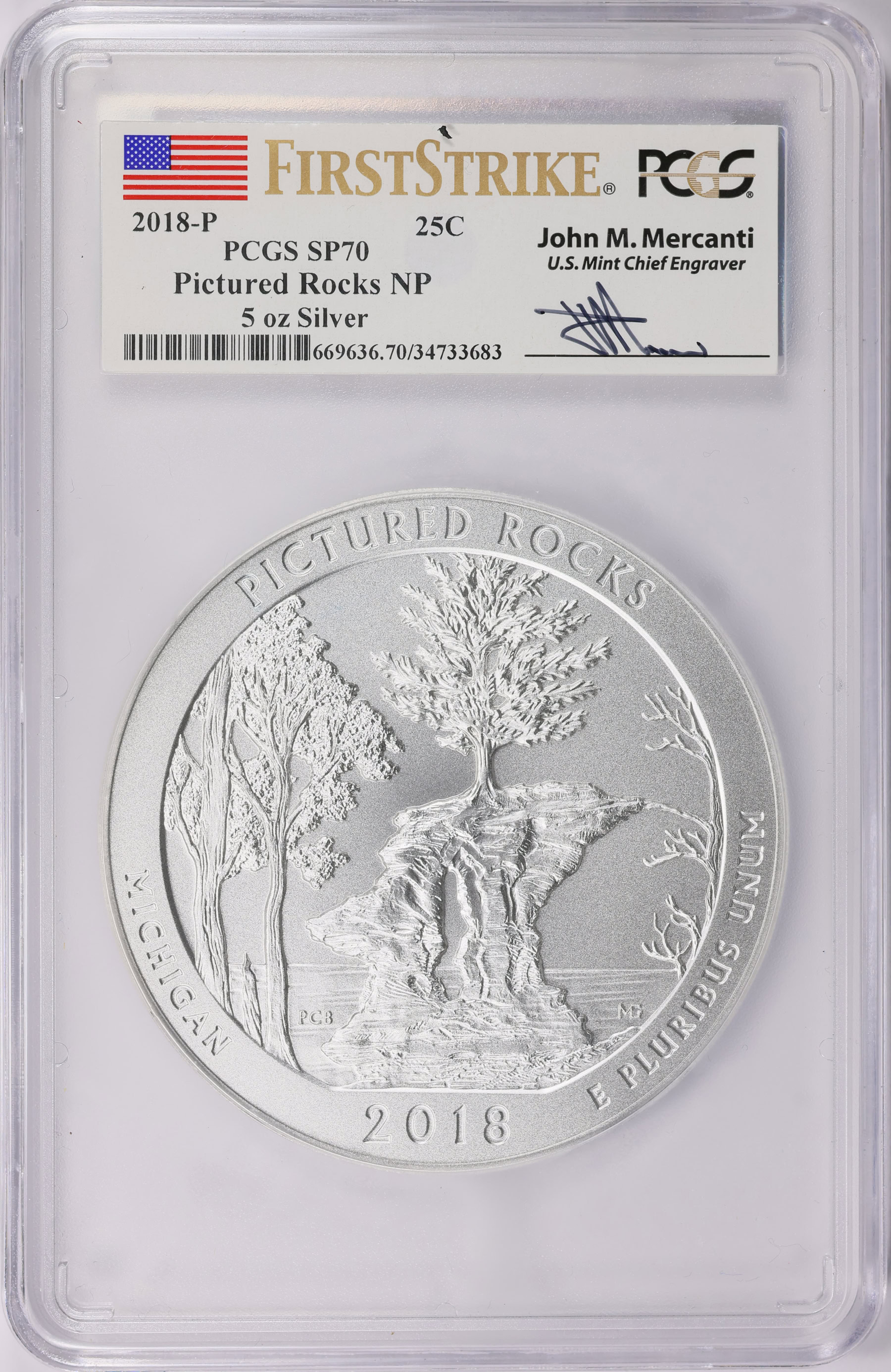 2018-P America the Beautiful 5 oz. Silver Quarter Pictured Rocks NP ...