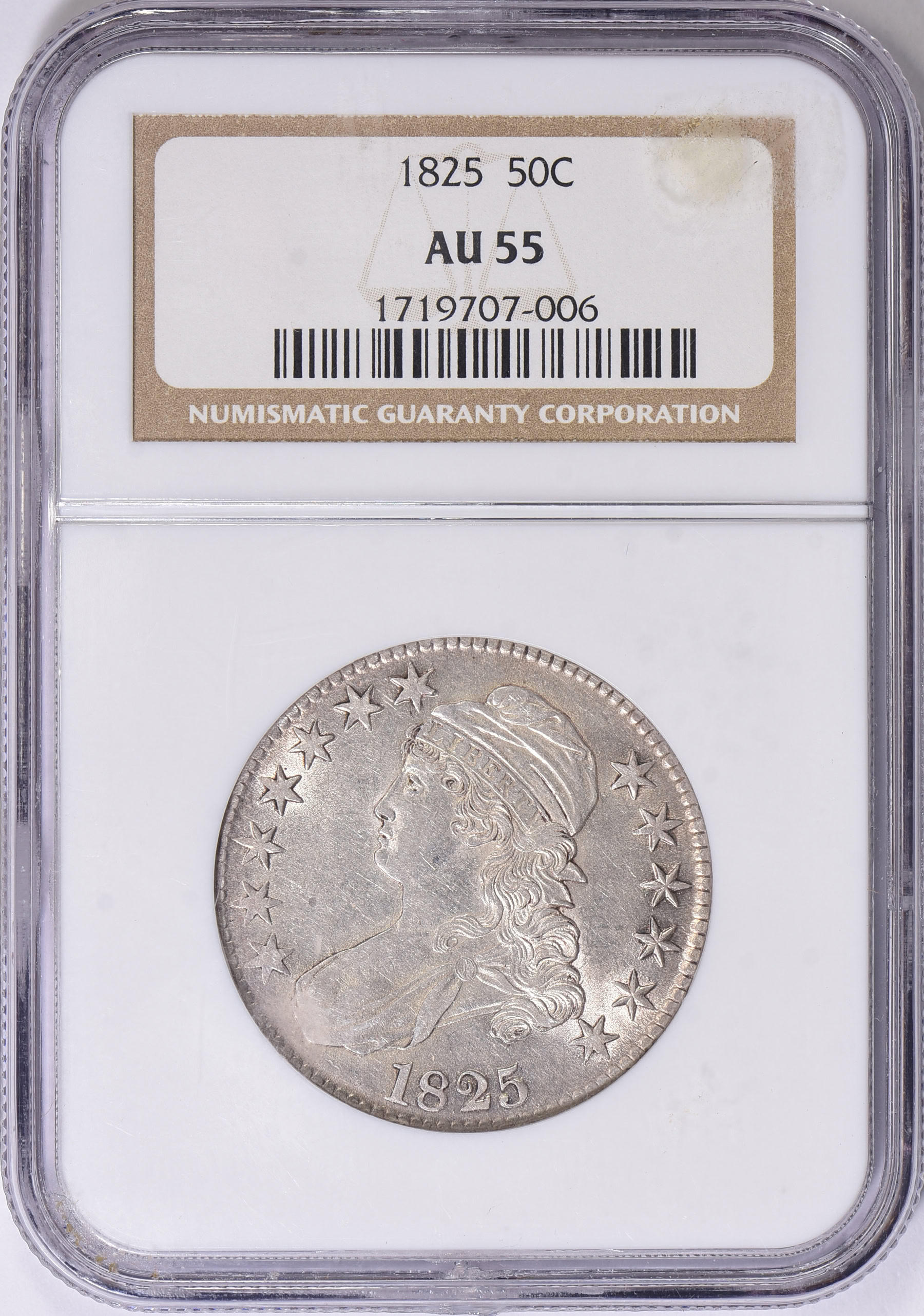 1825 Capped Bust Half Dollar NGC AU-55 (Item 1744444) | GreatCollections Coin Auctions