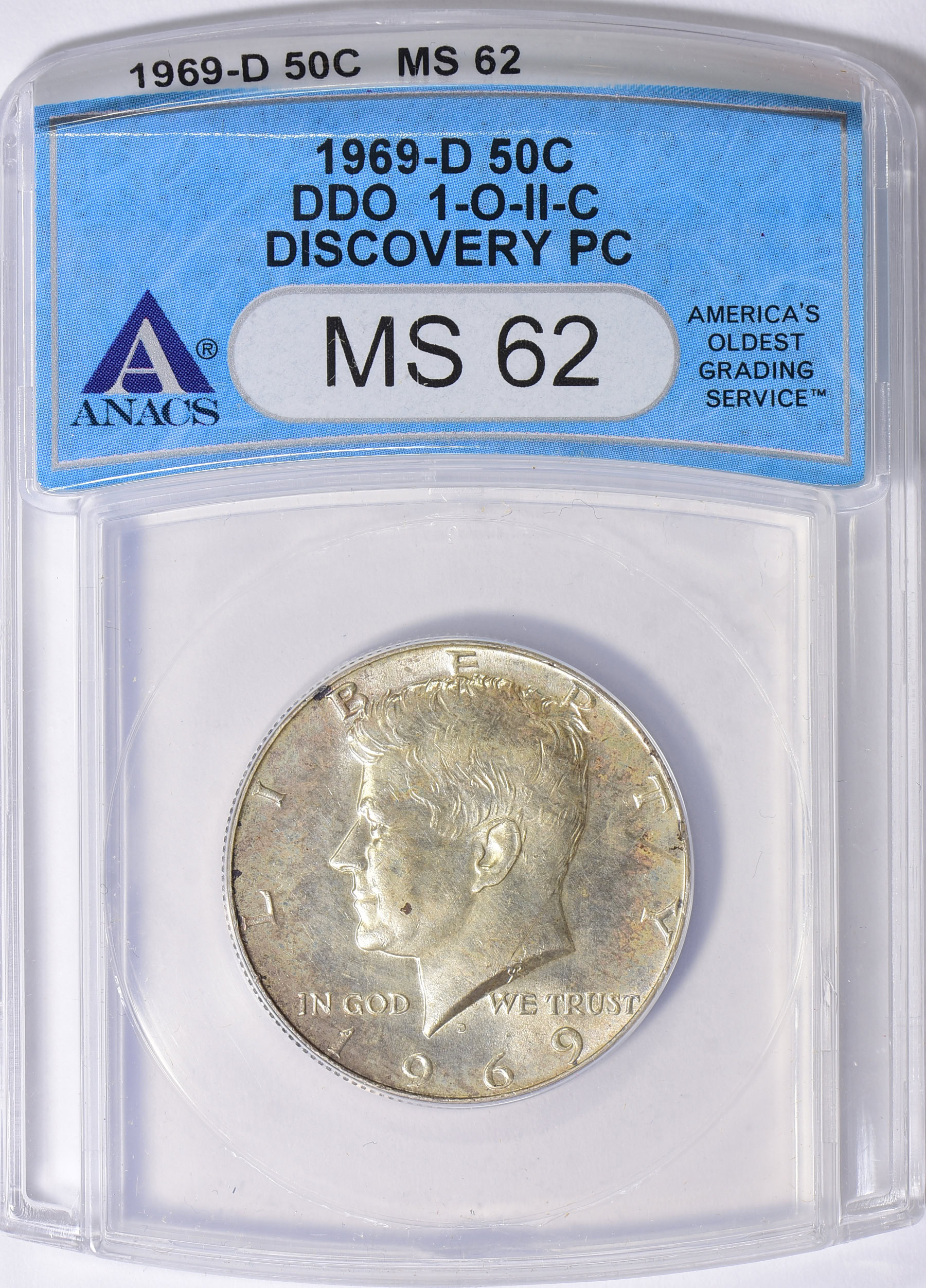 1969-D Kennedy Half Dollar DDO 1-O-II-C Discovery Piece ANACS MS-62 (Item 1744540 ...