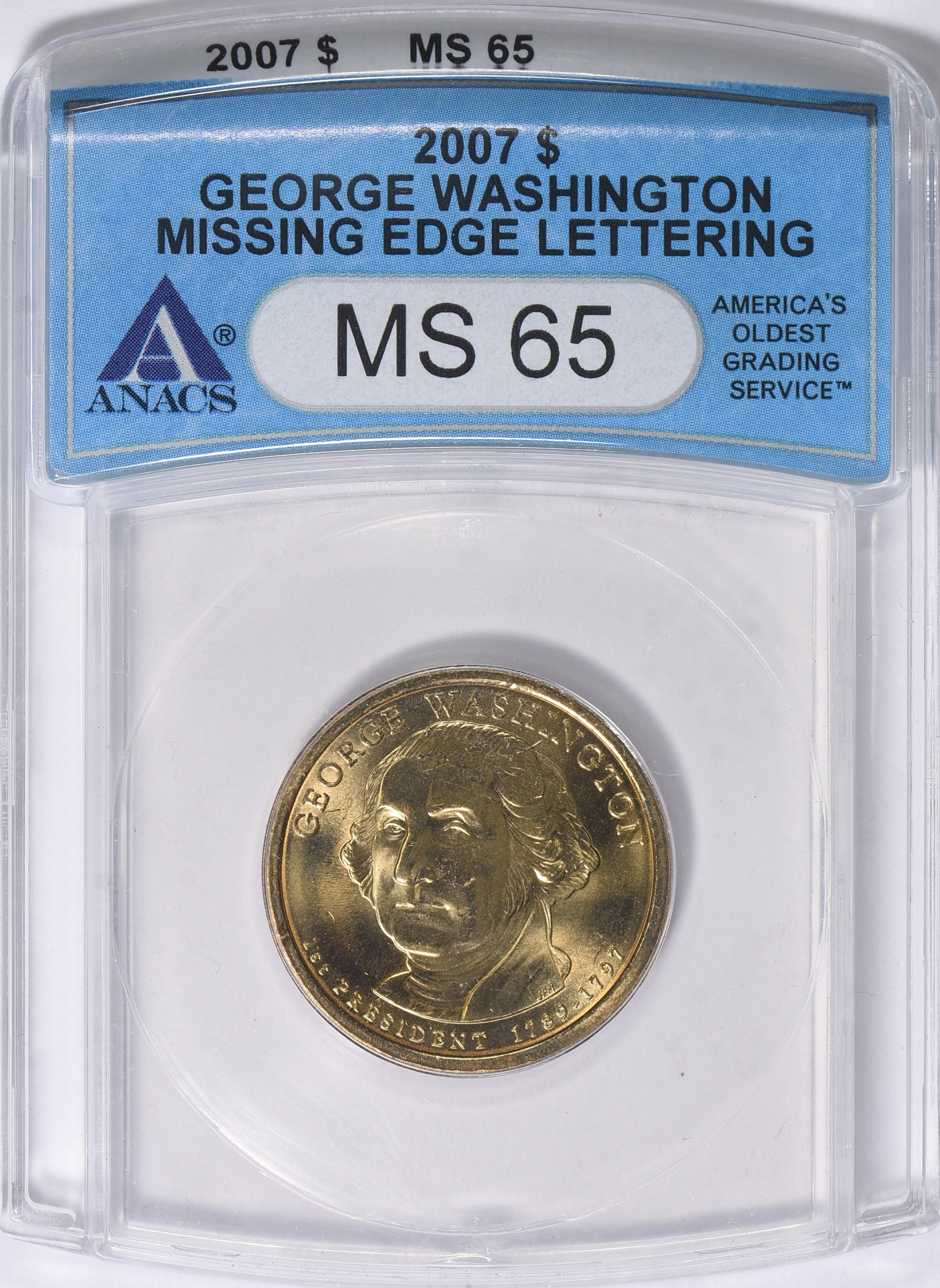 Mint Error 2007 Presidential Dollar George Washington Missing Edge ...