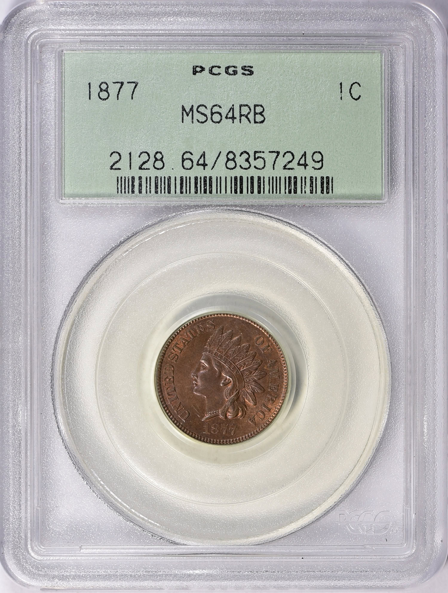1877 Indian Cent PCGS MS-64 RB OGH (Item 1744667) | GreatCollections Coin Auctions