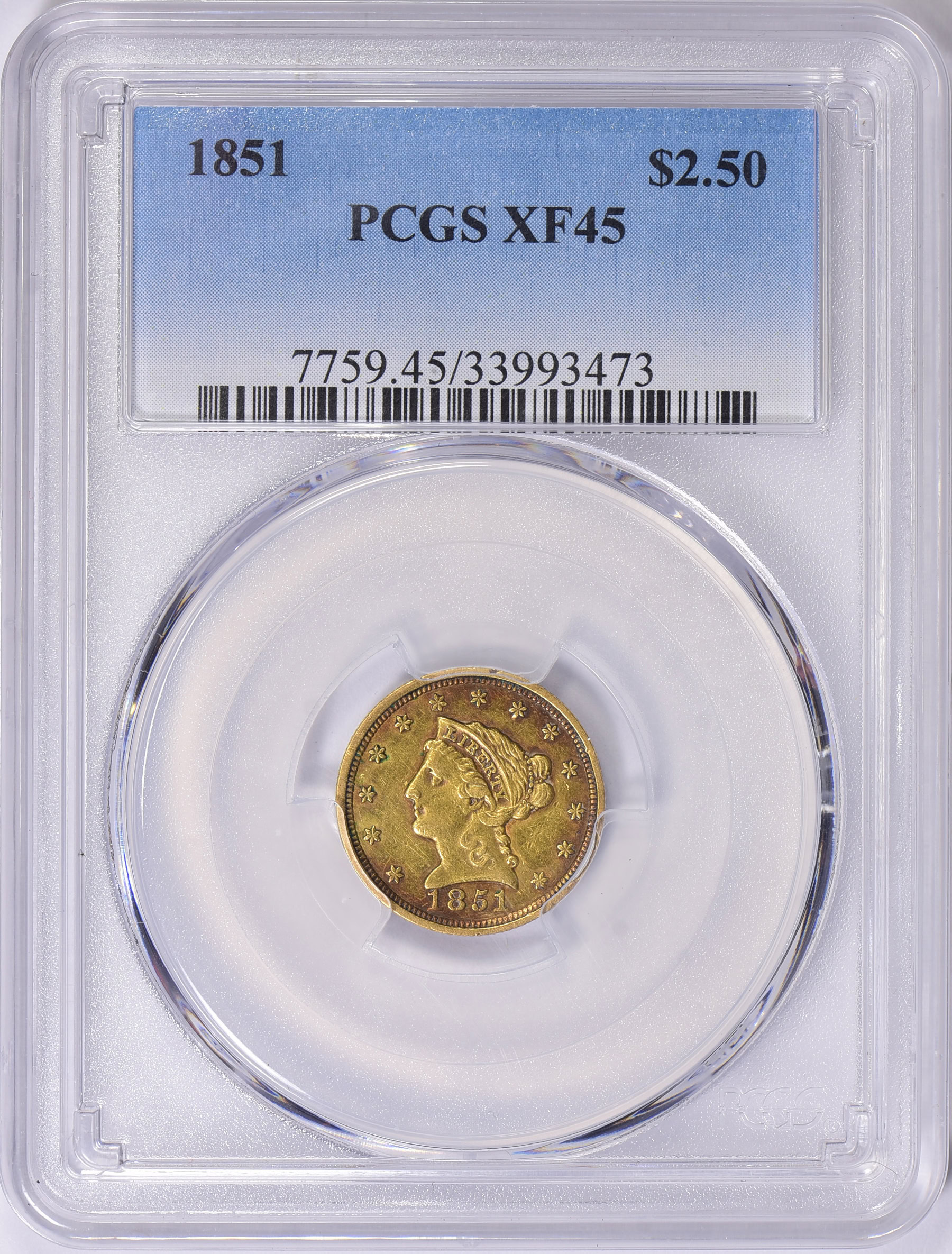 1851 Liberty Gold Quarter Eagle PCGS XF-45 (Item 1744674) | GreatCollections Coin Auctions