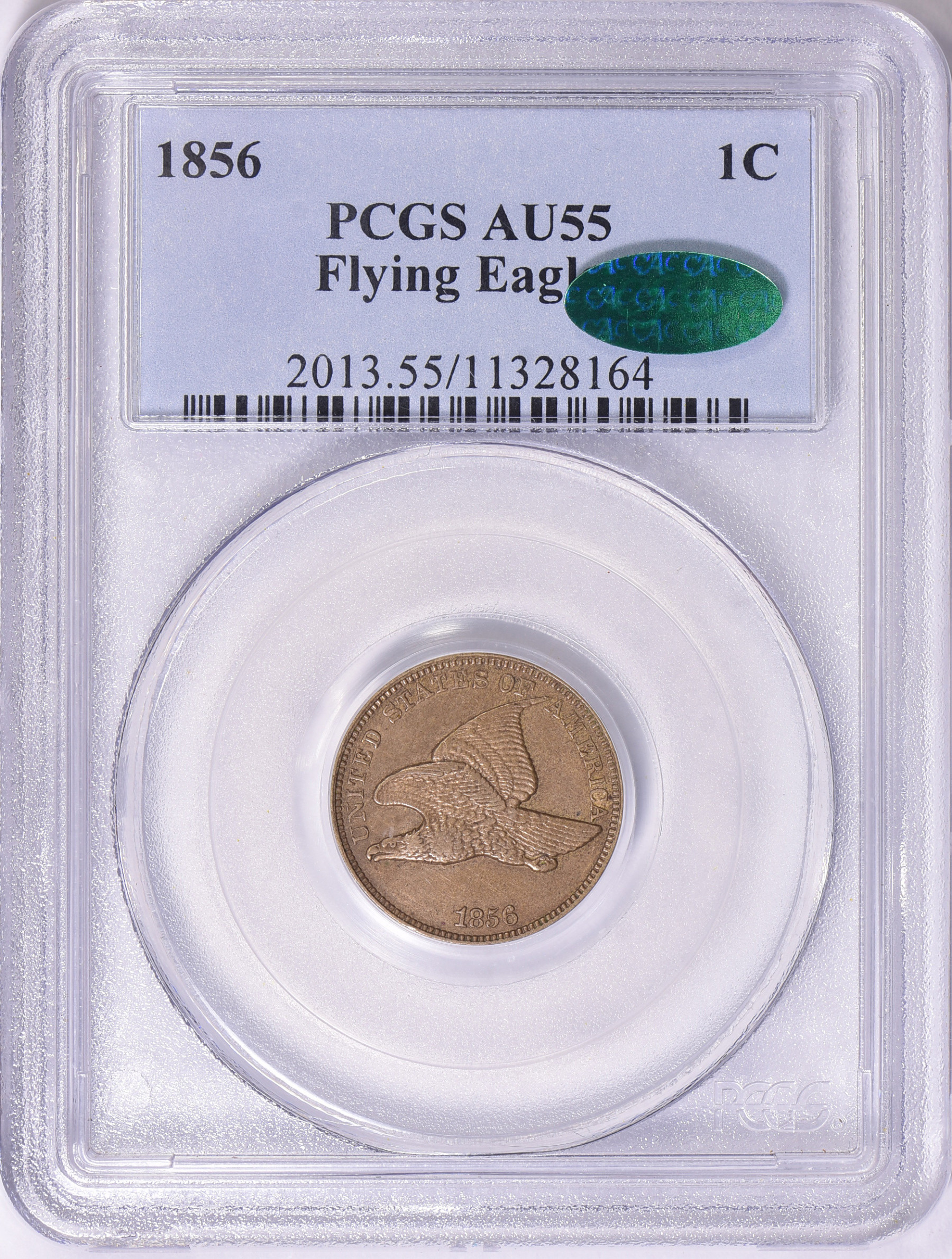 1856 Flying Eagle Cent PCGS AU-55 (CAC Green) (Item 1744678 ...