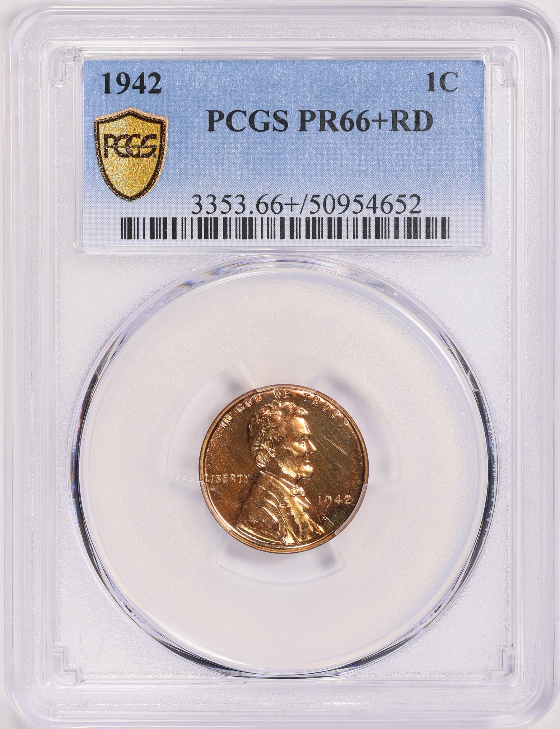 1942 Lincoln Cent PCGS Proof-66+ RD (Item 1744687) | GreatCollections Coin Auctions