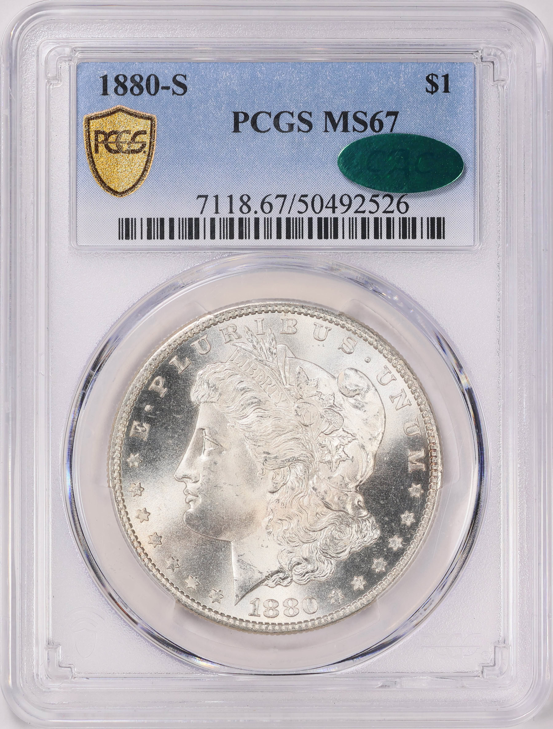 1880-S Morgan Silver Dollar PCGS MS-67 (CAC Green) (Item 1744697) | GreatCollections Coin Auctions