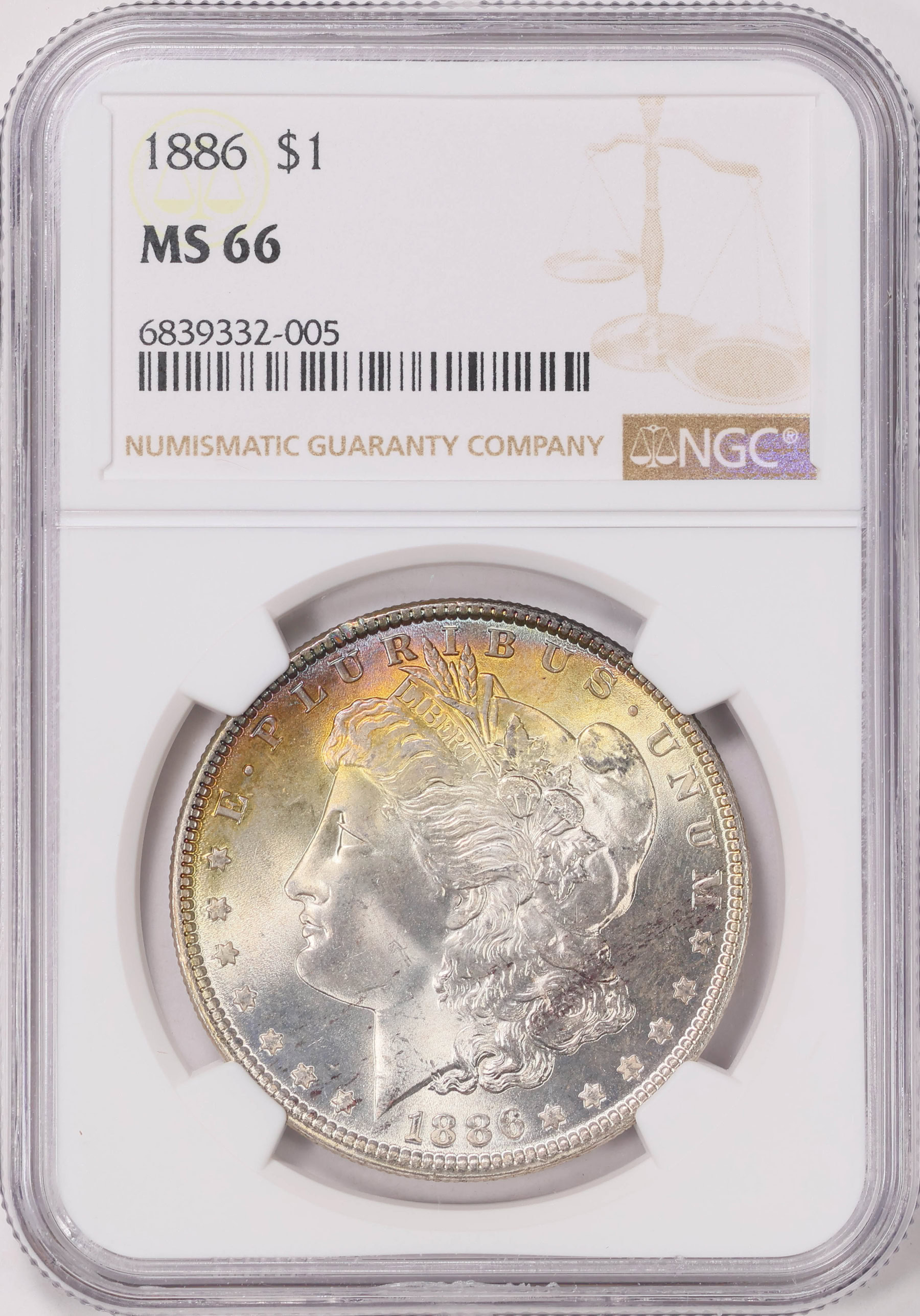 1886 Morgan Silver Dollar NGC MS-66 (Toned) (Item 1744717) | GreatCollections Coin Auctions