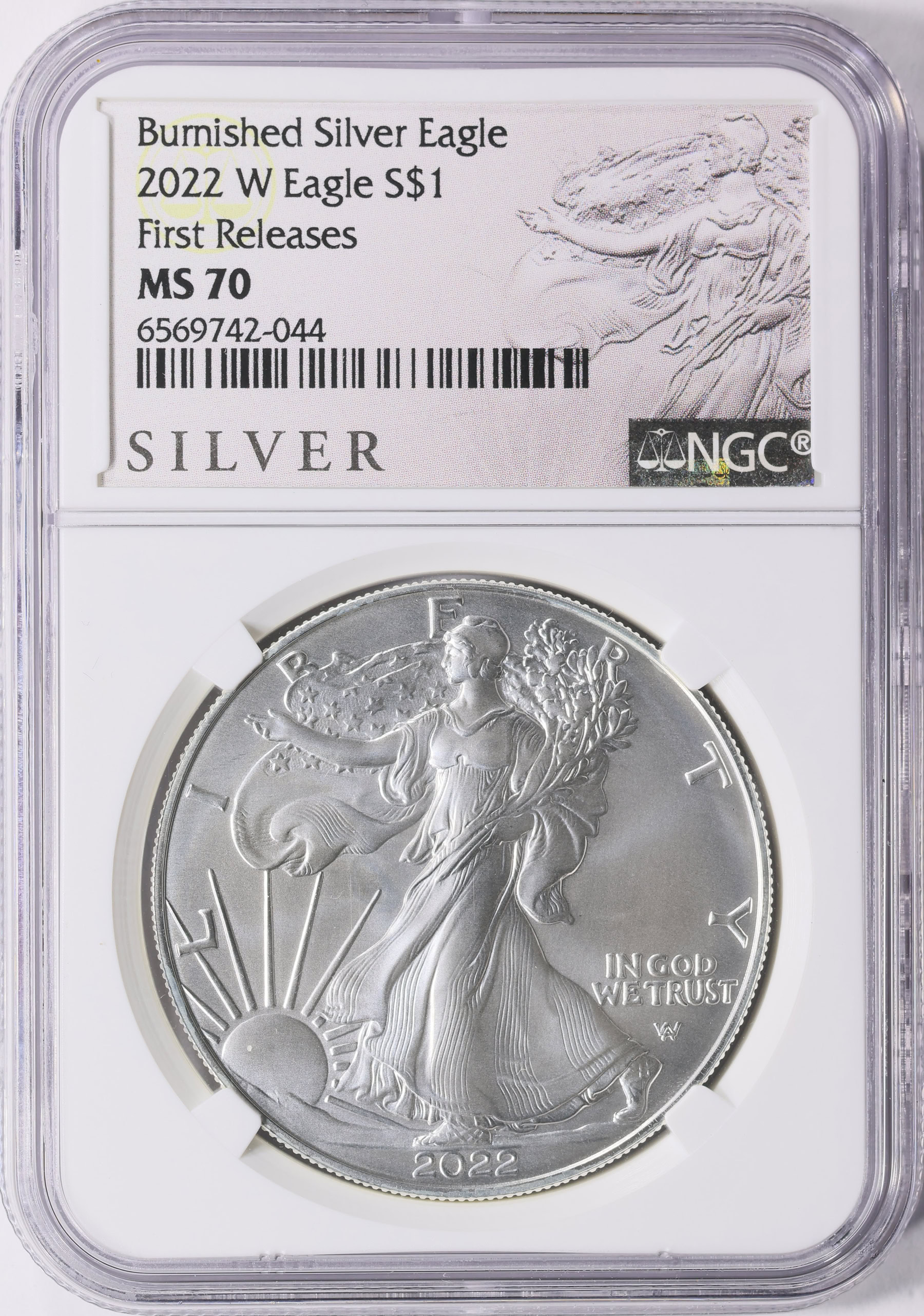 2022-W $1 Silver Eagle Burnished First Releases NGC MS-70 (Item 1744730) | GreatCollections Coin ...