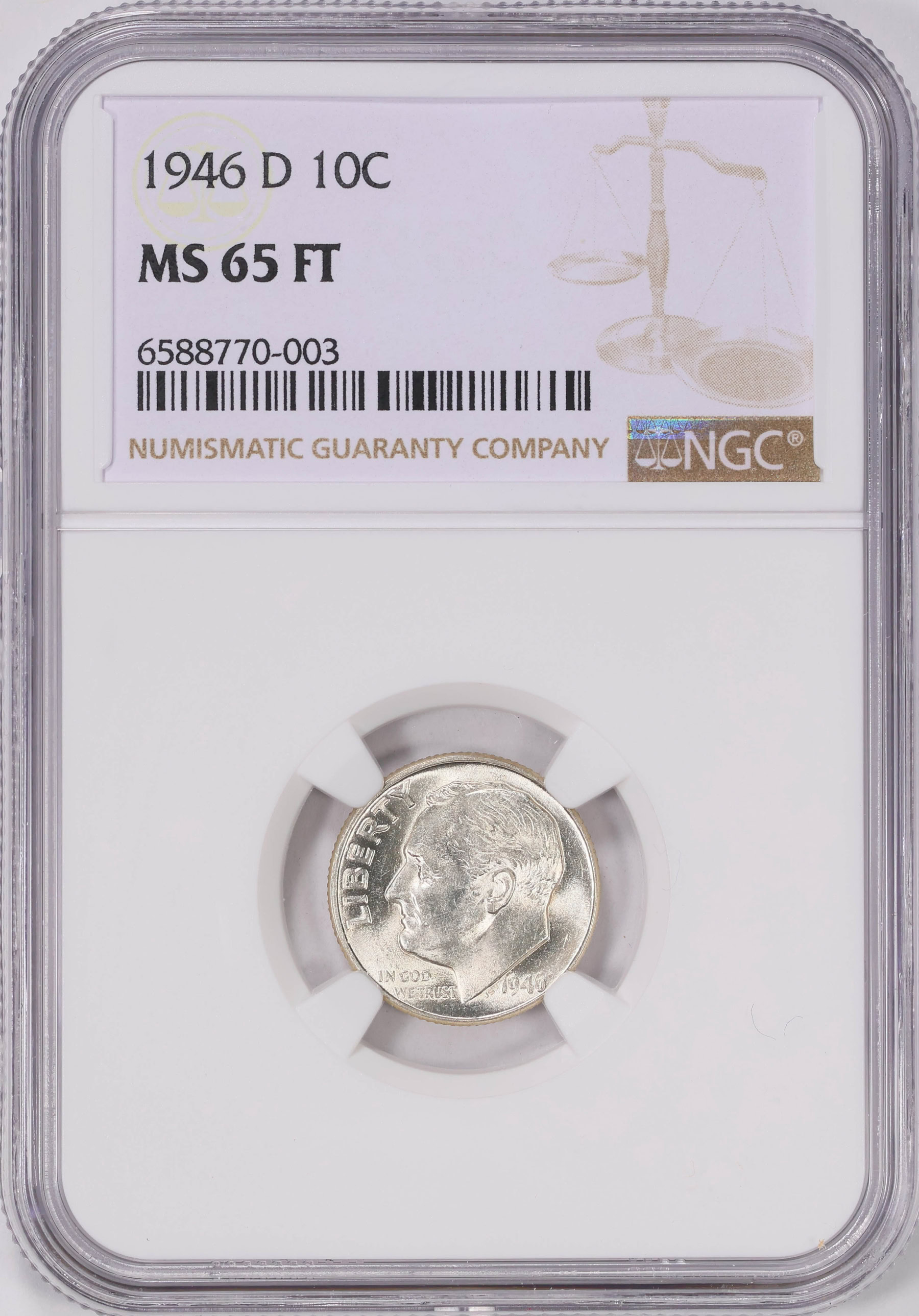 1946-D Roosevelt Dime NGC MS-65 FT (Item 1744903) | GreatCollections Coin Auctions