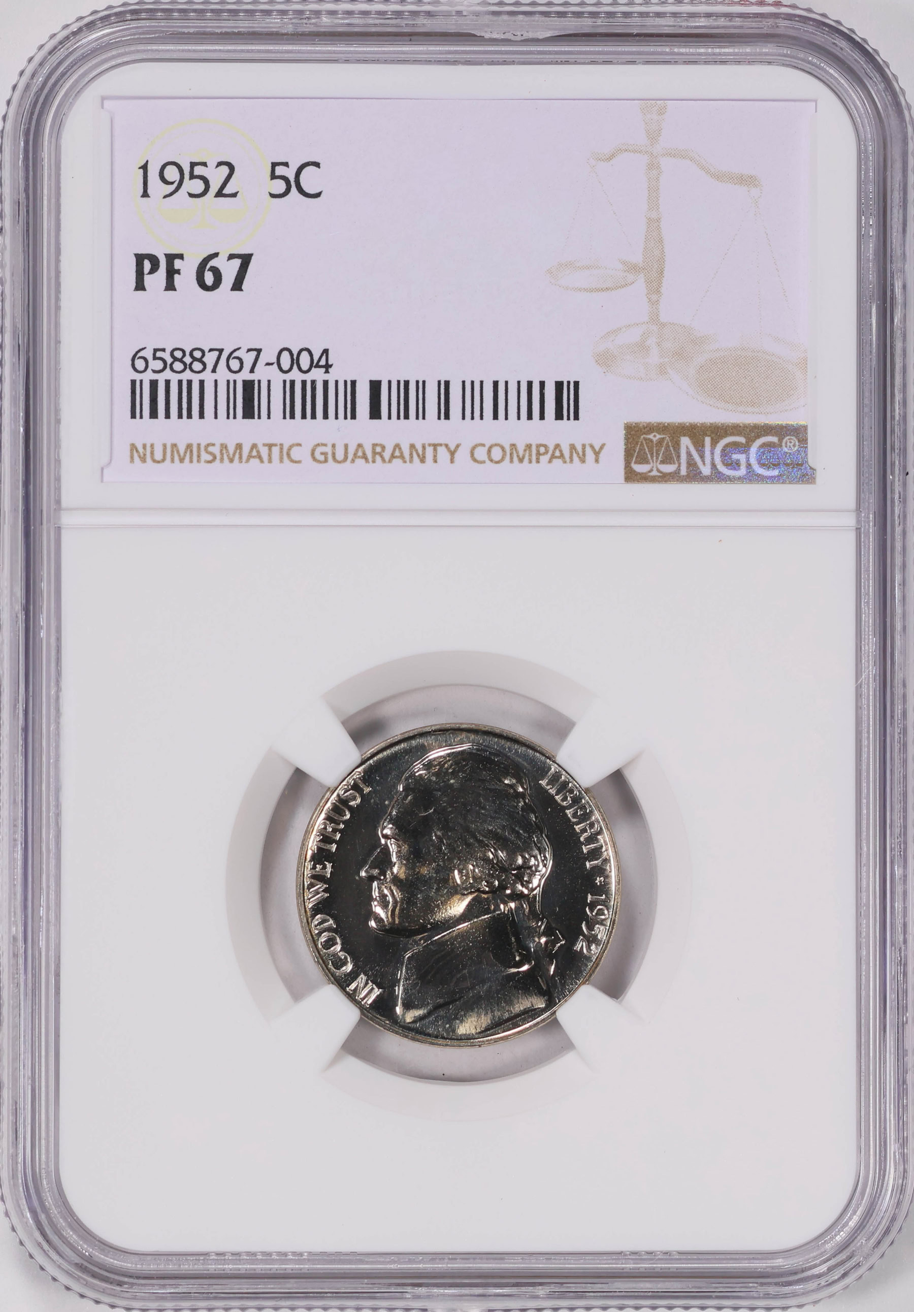 1952 Jefferson Nickel NGC Proof-67 (Item 1744914) | GreatCollections ...