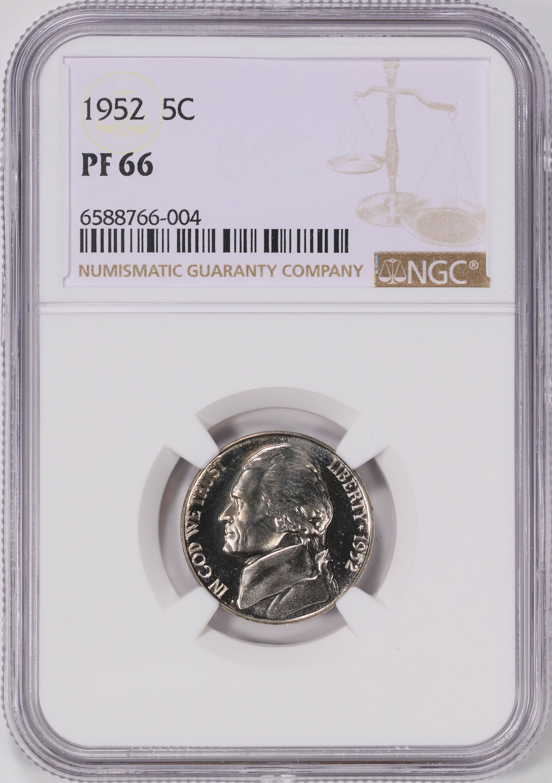 1952 Jefferson Nickel NGC Proof-66 (Item 1745003) | GreatCollections ...