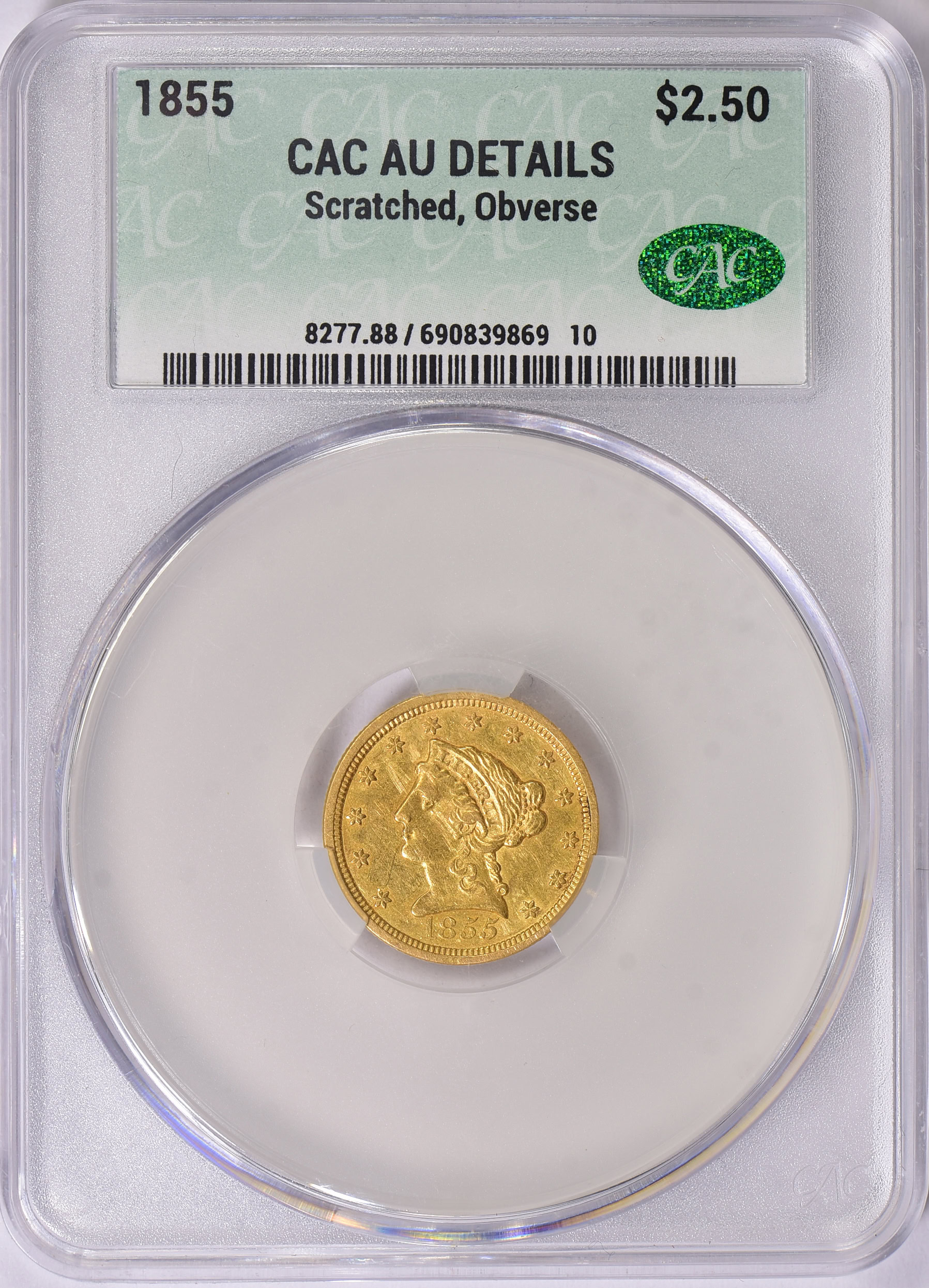 1855 Liberty Gold Quarter Eagle CACG AU Details (Item 1745083 ...