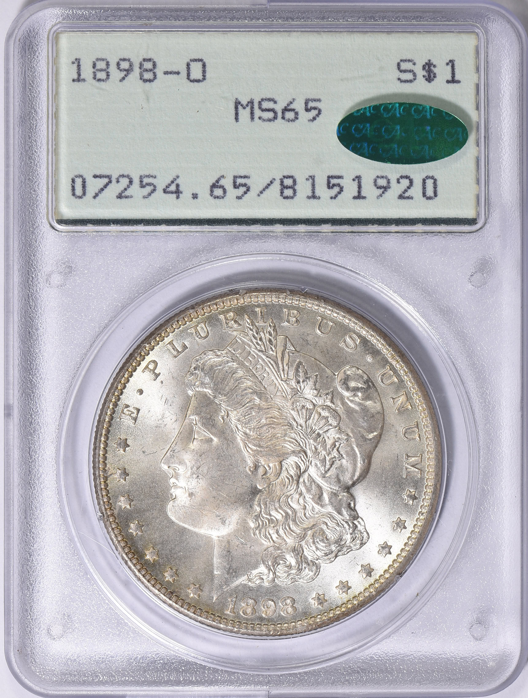 1898-O Morgan Silver Dollar PCGS MS-65 (CAC Green) OGH (1st Gen) (Item 1745147 ...