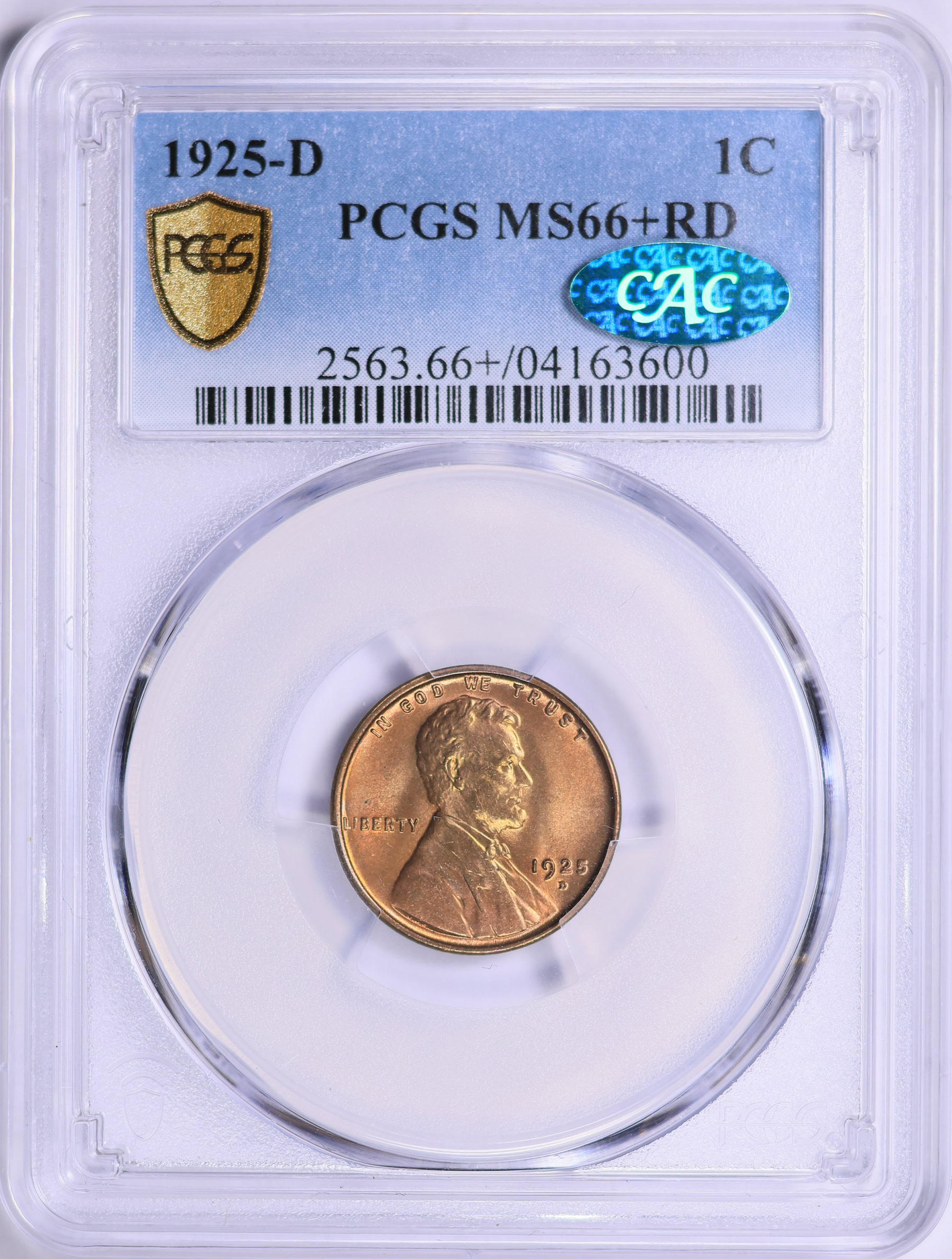 1925-D Lincoln Cent PCGS MS-66+ RD (CAC Green) (Ex. Stewart Blay / Red Copper) (Item 1745171 ...