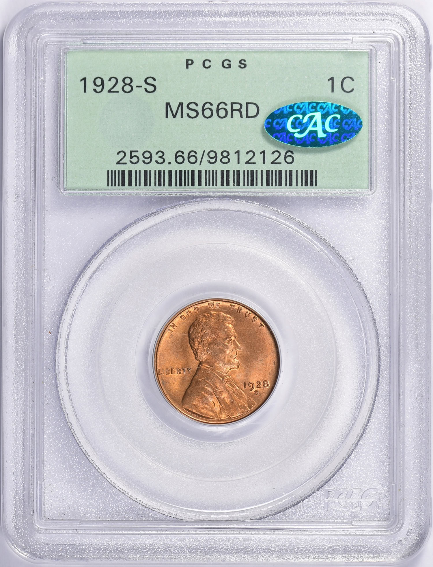 1928-S Lincoln Cent PCGS MS-66+ RD (CAC Green) (Ex. Stewart Blay / Red Copper) (Item 1745184 ...