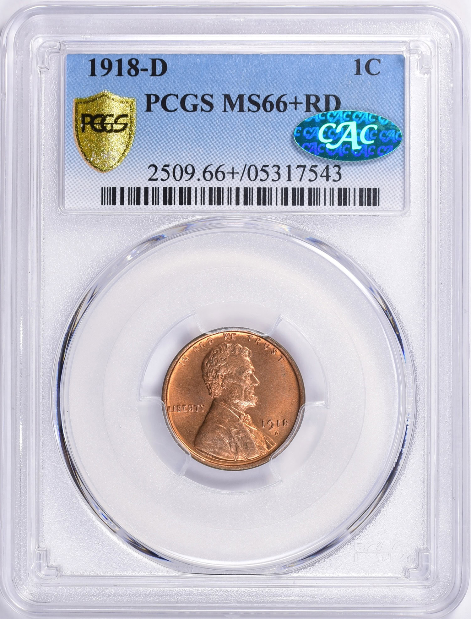 1918-D Lincoln Cent PCGS MS-66+ RD (CAC Green) (Ex. Stewart Blay / Red Copper) (Item 1745196 ...
