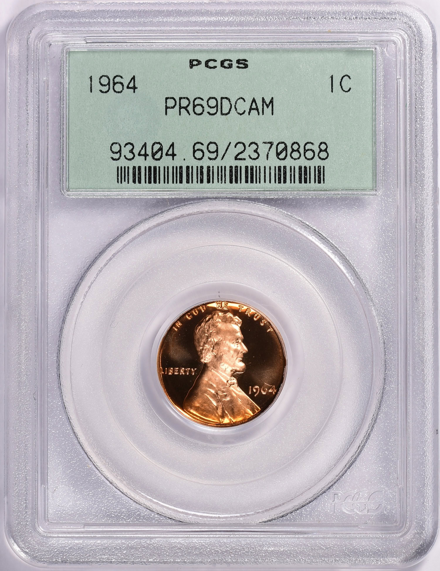 1964 Lincoln Cent PCGS Proof-69 DCAM OGH (Ex. Stewart Blay / Red Copper ...