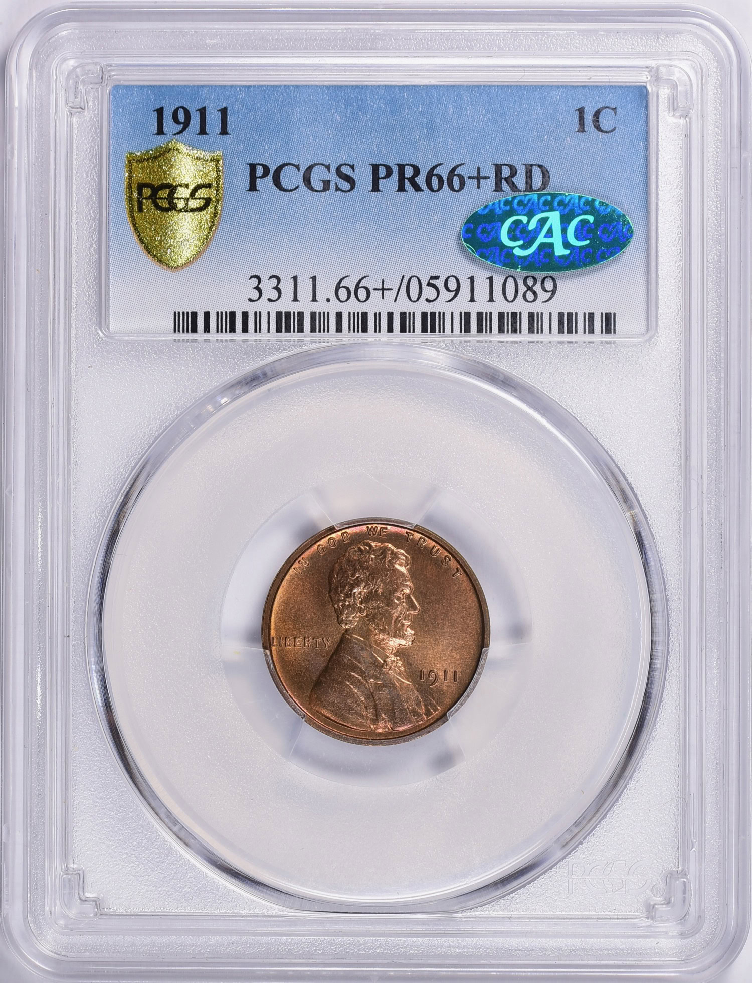 1911 Lincoln Cent PCGS Proof-66+ RD (CAC Green) (Ex. Stewart Blay / Red Copper) (Item 1745228 ...