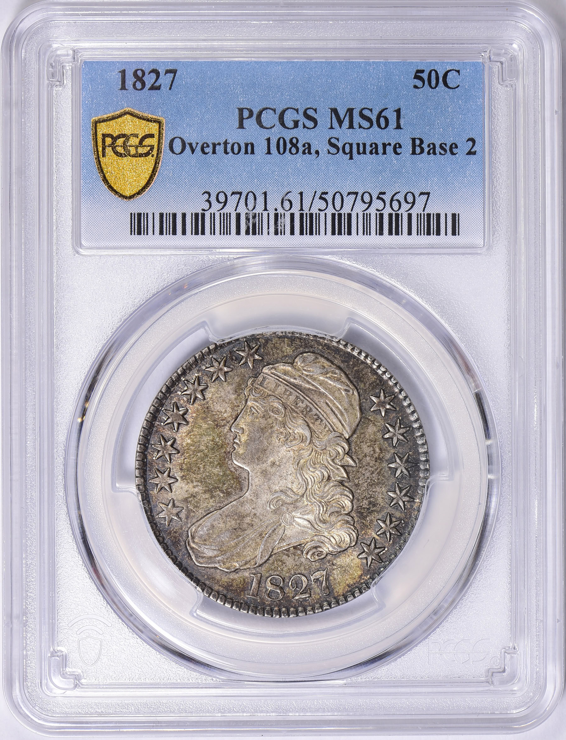 1827 Capped Bust Half Dollar Square Base 2 Overton 108a PCGS MS-61 ...