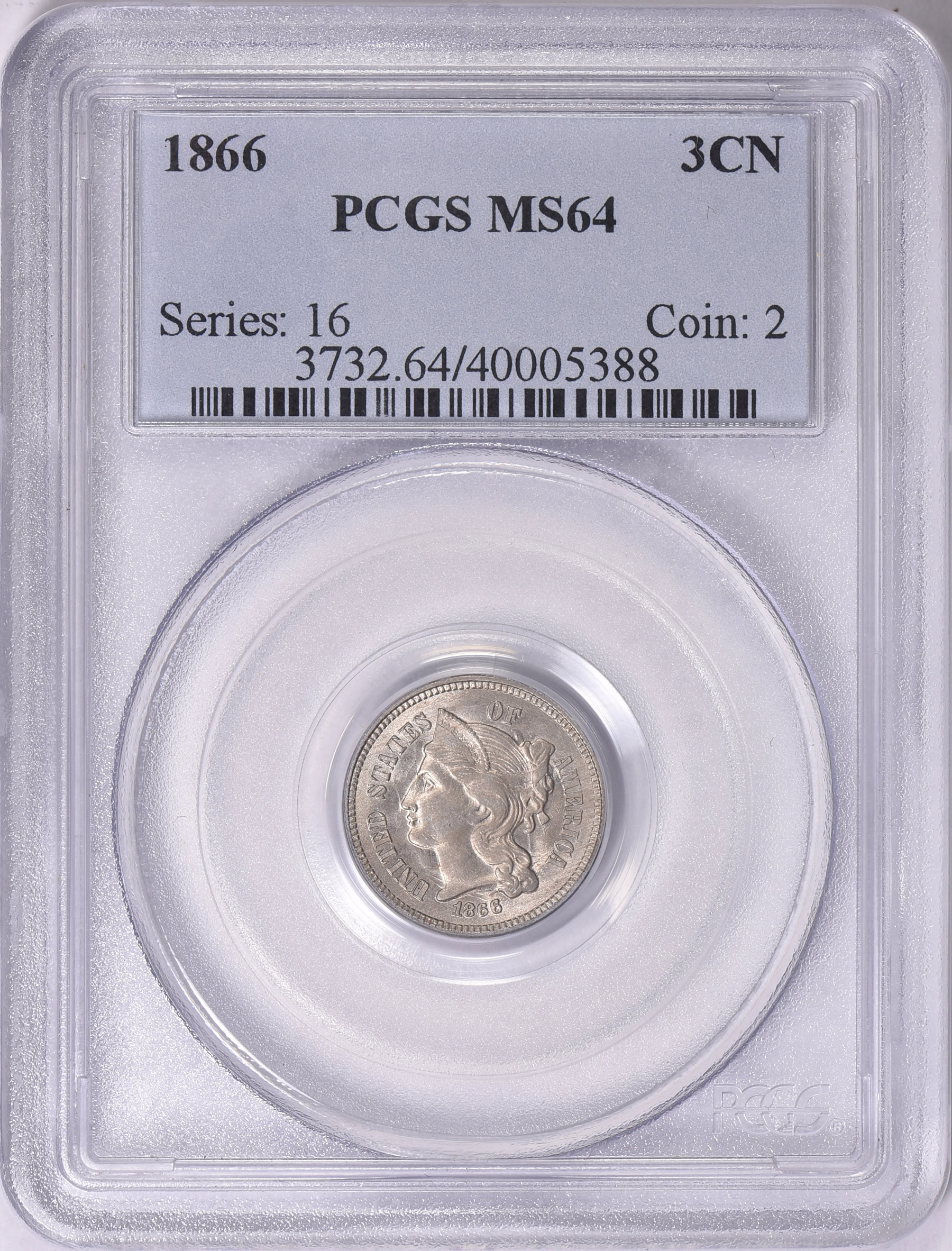 1866 Nickel Three-Cent Piece PCGS MS-64 (Item 1745282 ...