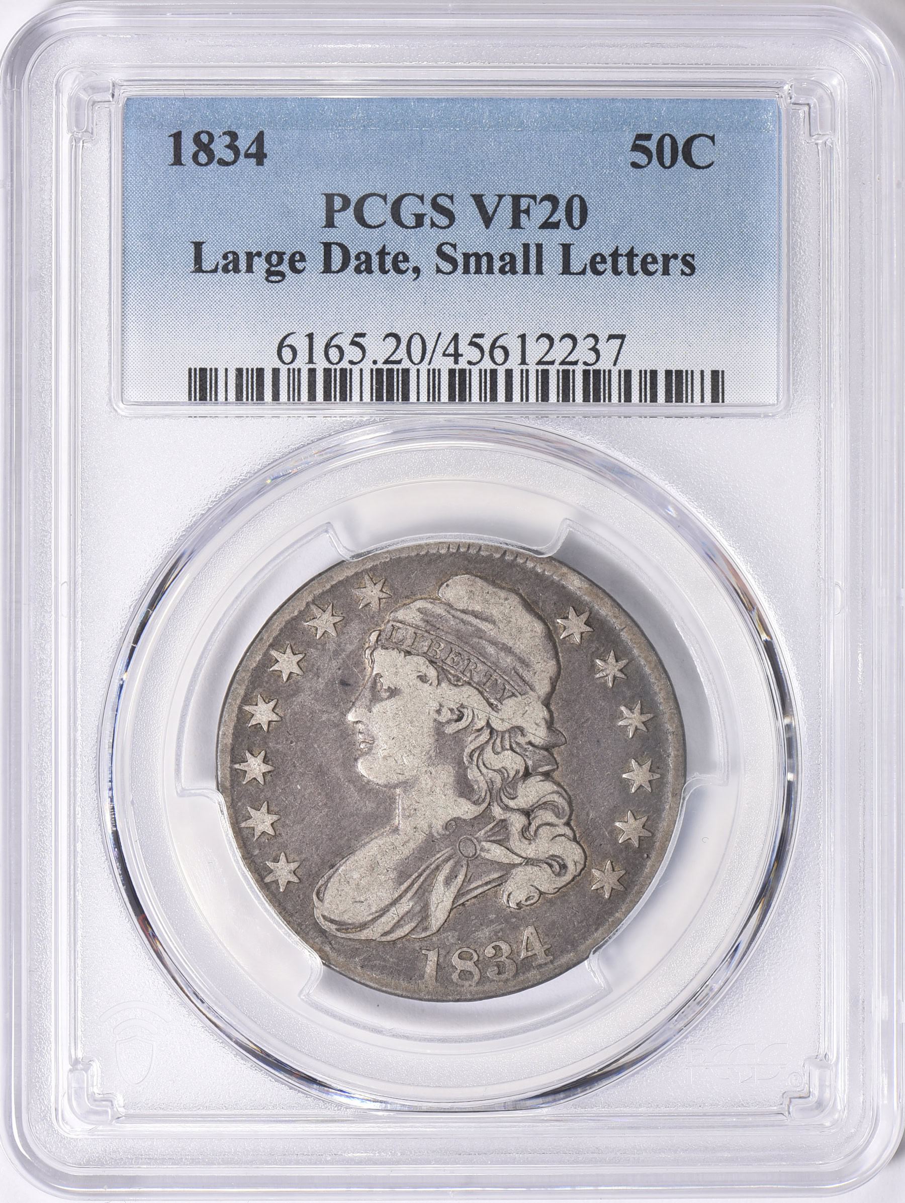 1834 Capped Bust Half Dollar Large Date, Small Letters PCGS VF-20 (Item 1745336 ...