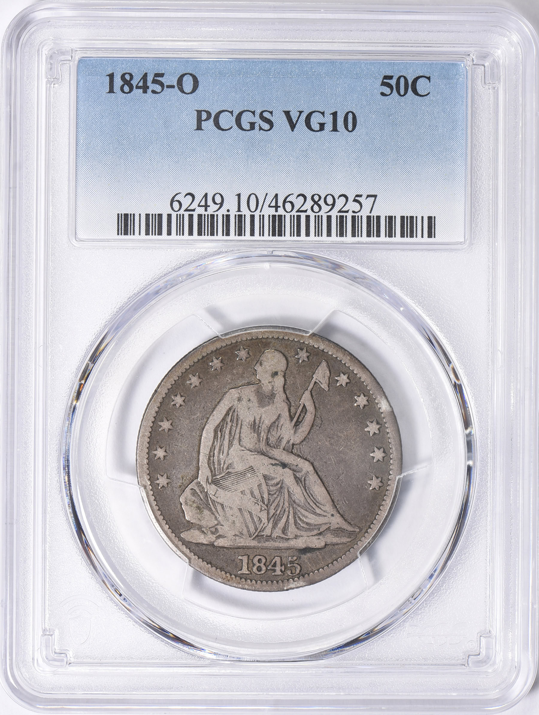 1845-O Seated Liberty Half Dollar PCGS VG-10 (Item 1745344) | GreatCollections Coin Auctions