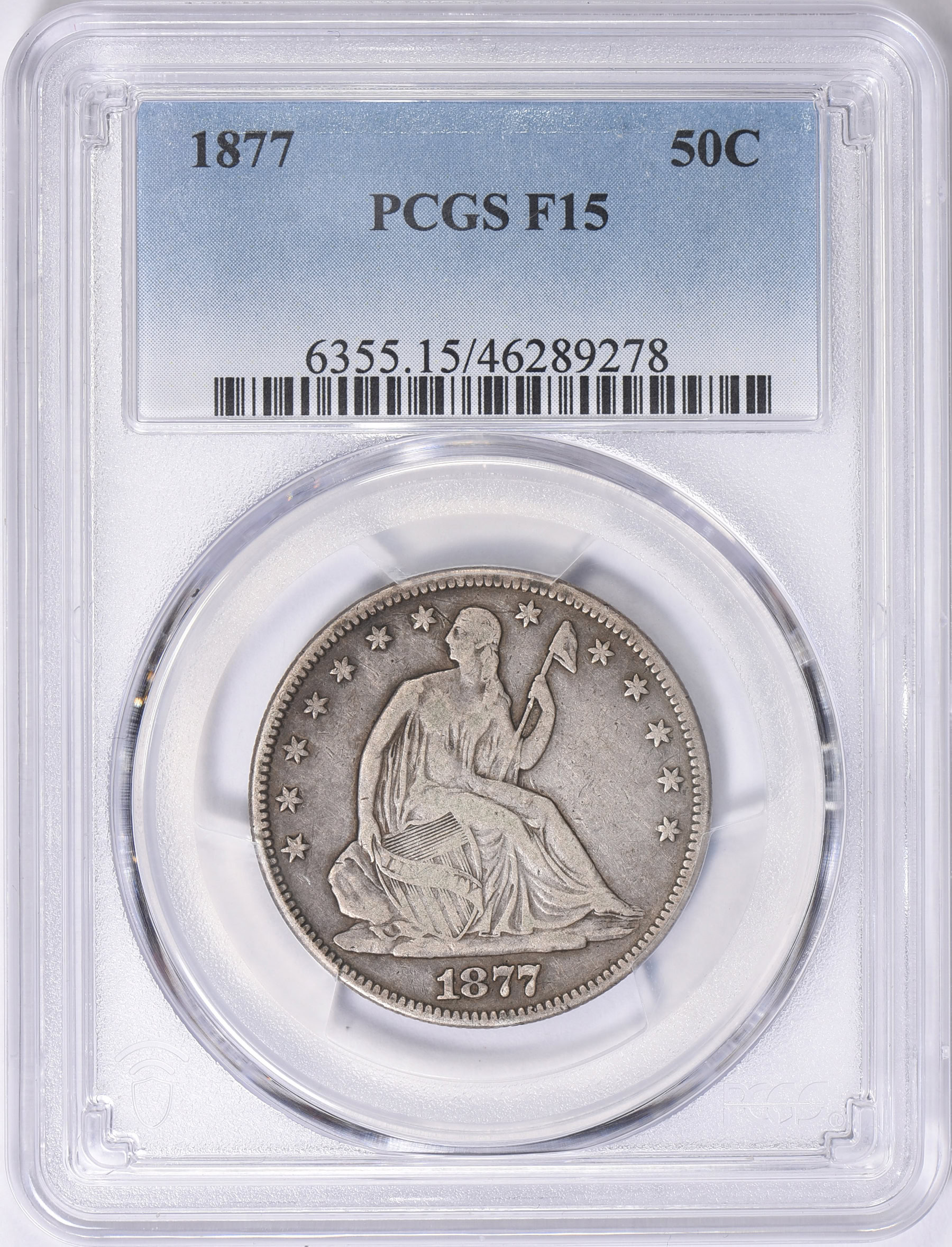 1877 Seated Liberty Half Dollar PCGS F-15 (Item 1745357) | GreatCollections Coin Auctions