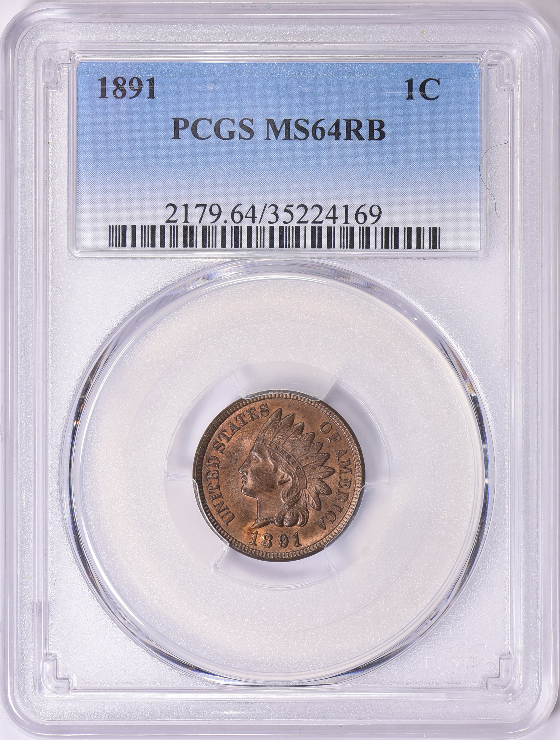 1891 Indian Cent PCGS MS-64 RB (Item 1745378) | GreatCollections Coin Auctions