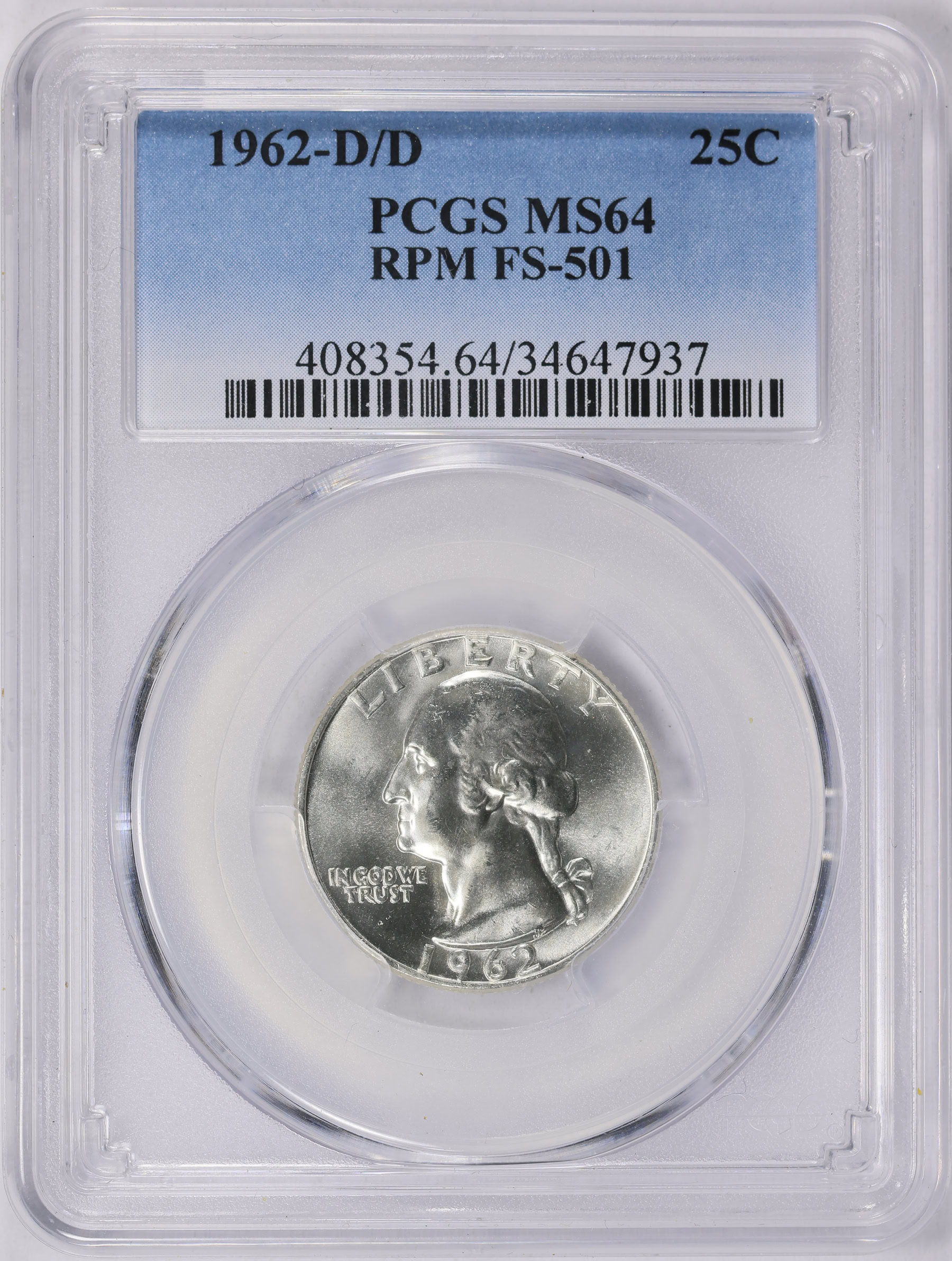 1962-D/D Washington Quarter Repunched Mintmark FS-501 PCGS MS-64 (Item 1745394 ...
