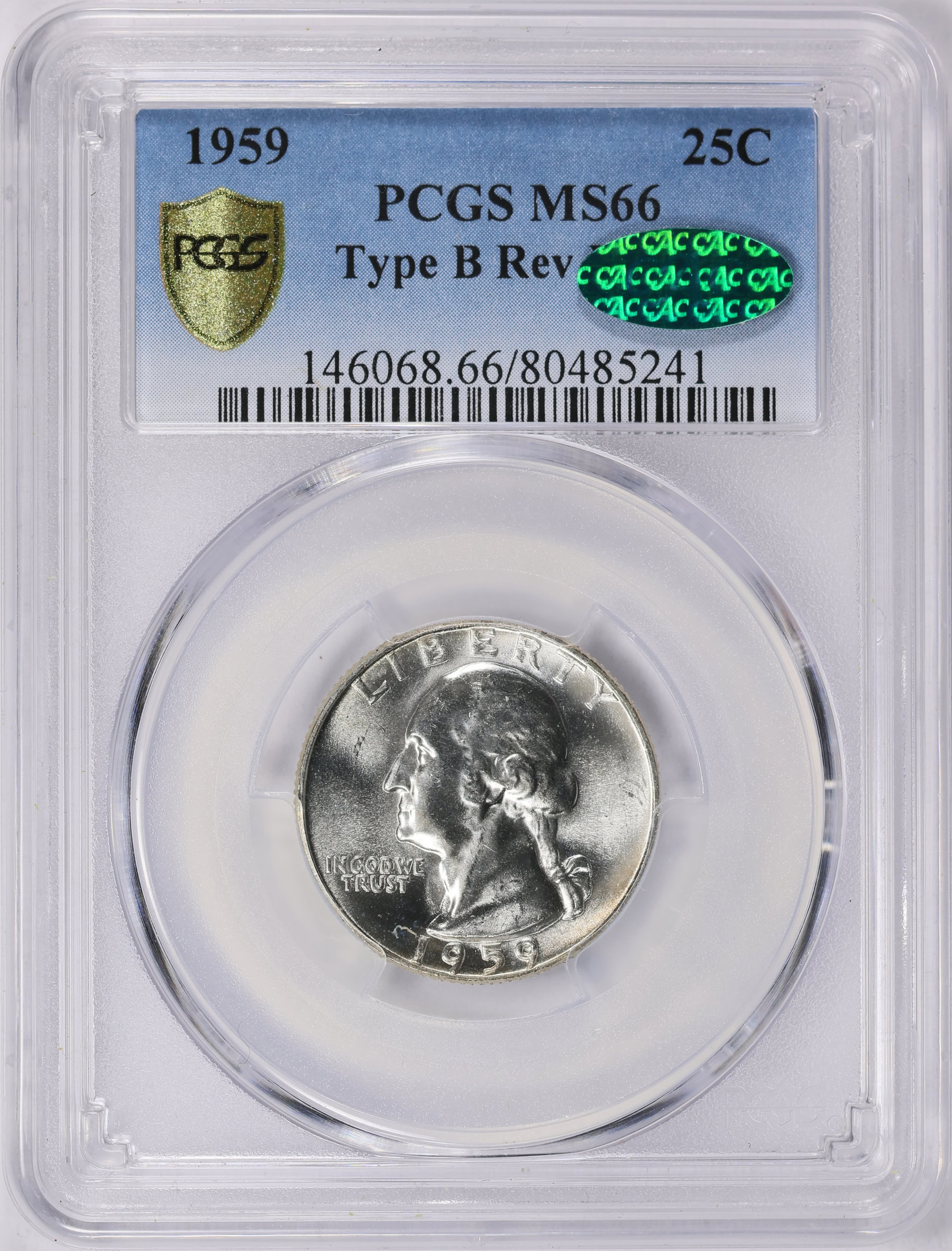 1959 Washington Quarter Type B Reverse FS-901 PCGS MS-66 (CAC Green) (Item 1745398 ...