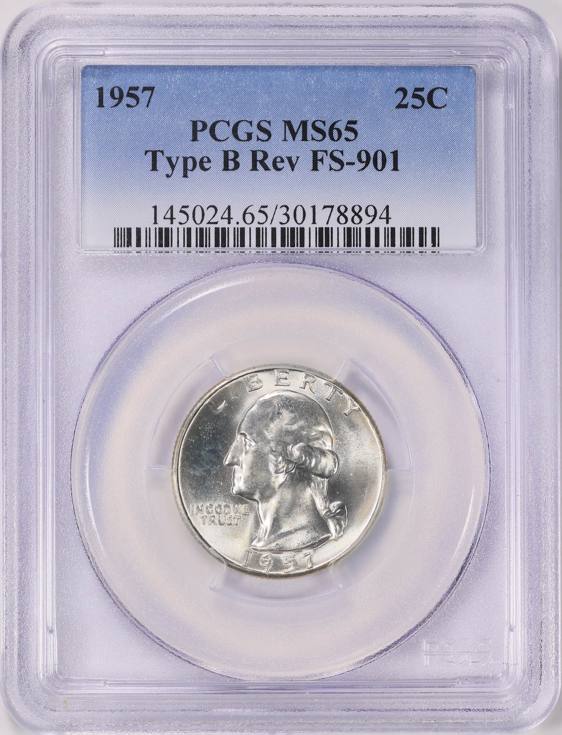 1957 Washington Quarter Type B Reverse FS-901 PCGS MS-65 (Item 1745399) | GreatCollections Coin ...