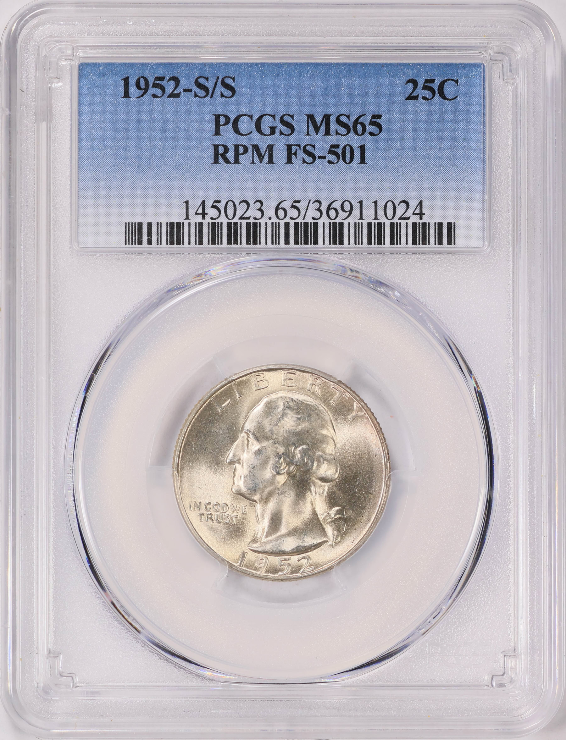 1952-S/S Washington Quarter Repunched Mintmark FS-501 PCGS MS-65 (Item 1745401 ...
