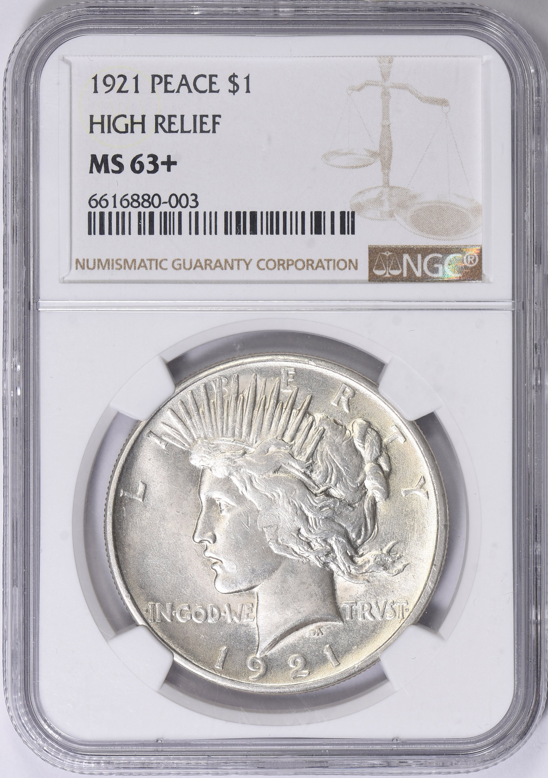 1921 Peace Silver Dollar High Relief NGC MS-63+ (Item 1745430 ...