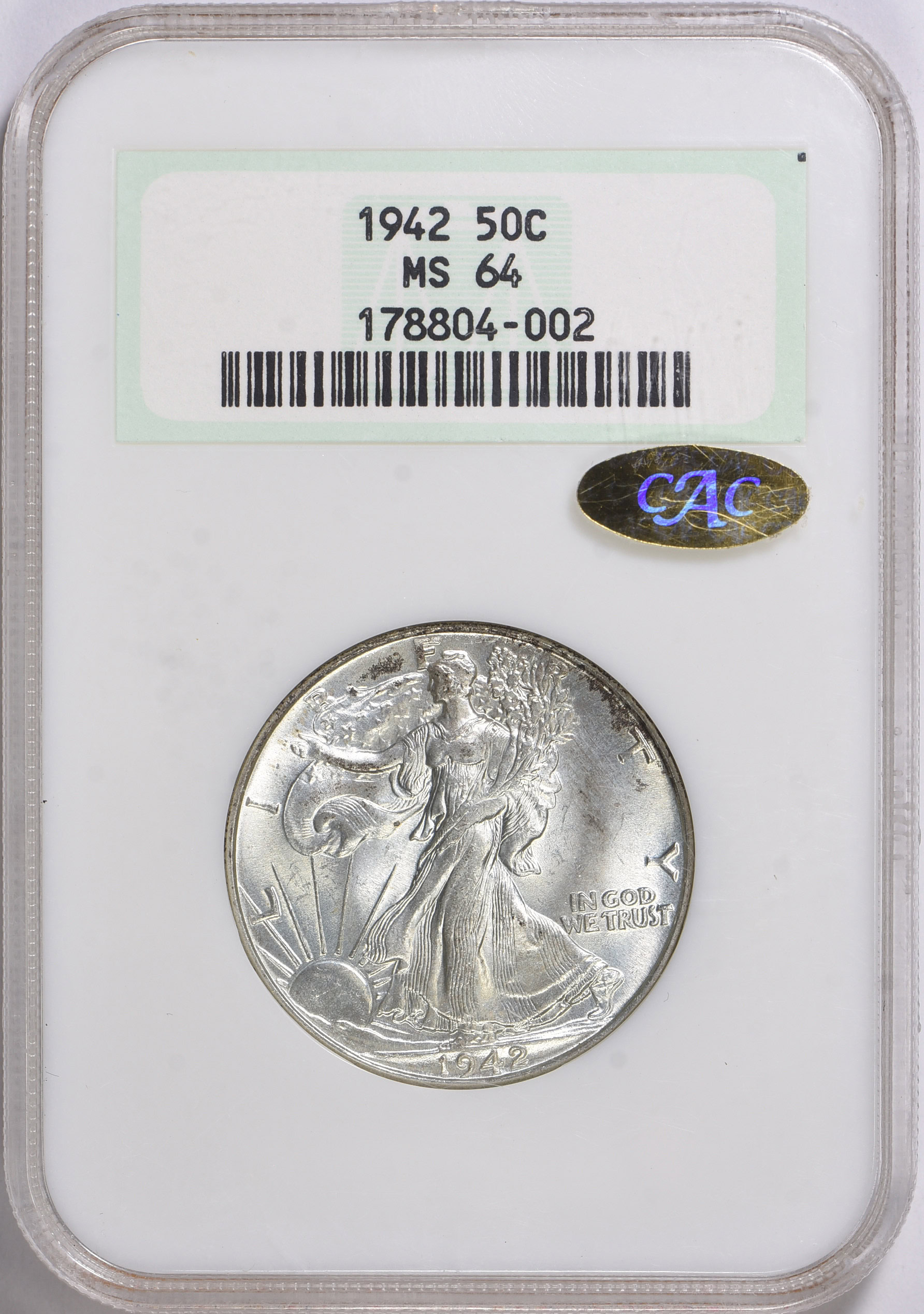 1942 Walking Liberty Half Dollar NGC MS-64 (CAC Gold) OH (Item 1745433 ...