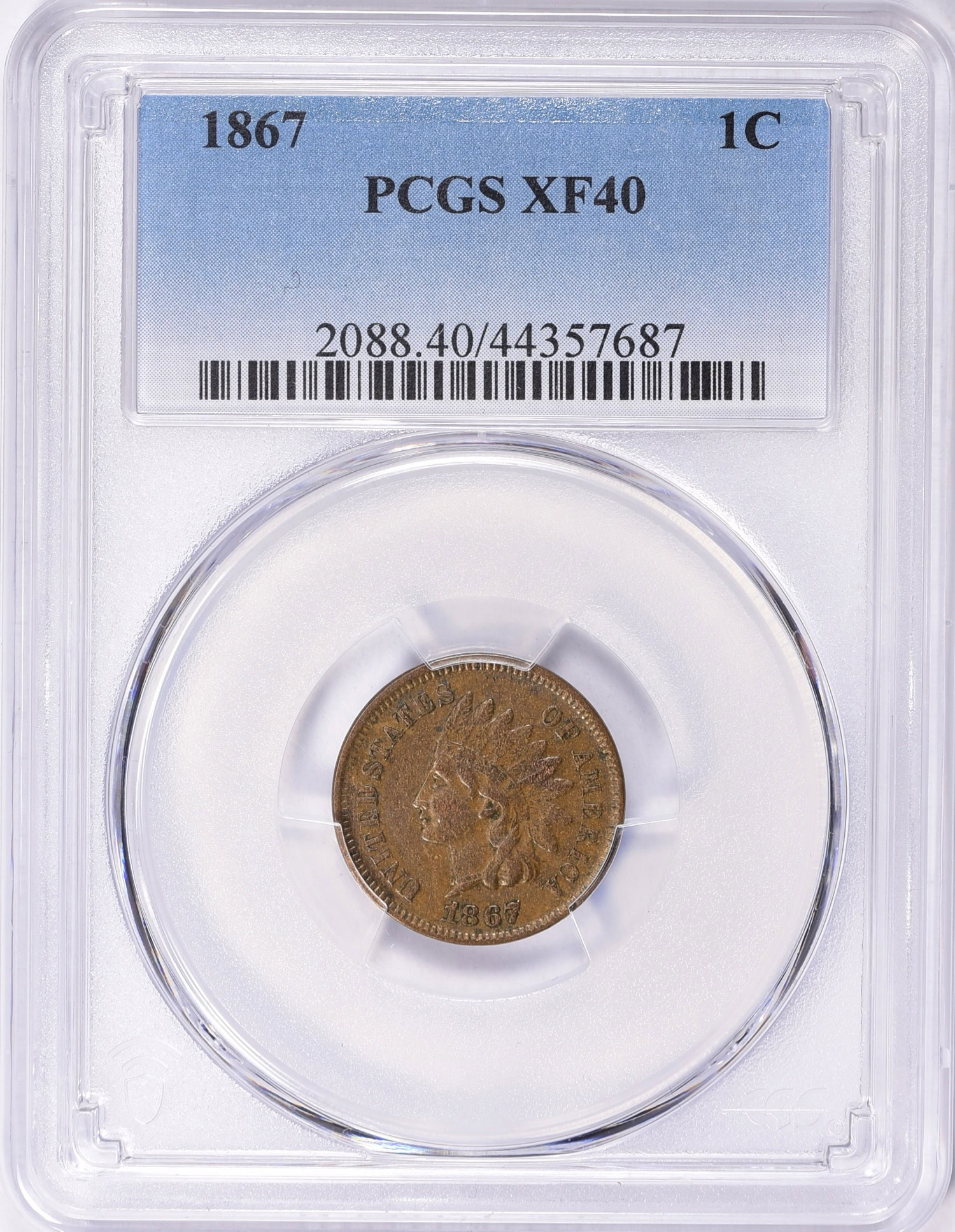 1867 Indian Cent PCGS XF-40 BN (Item 1745443) | GreatCollections Coin Auctions