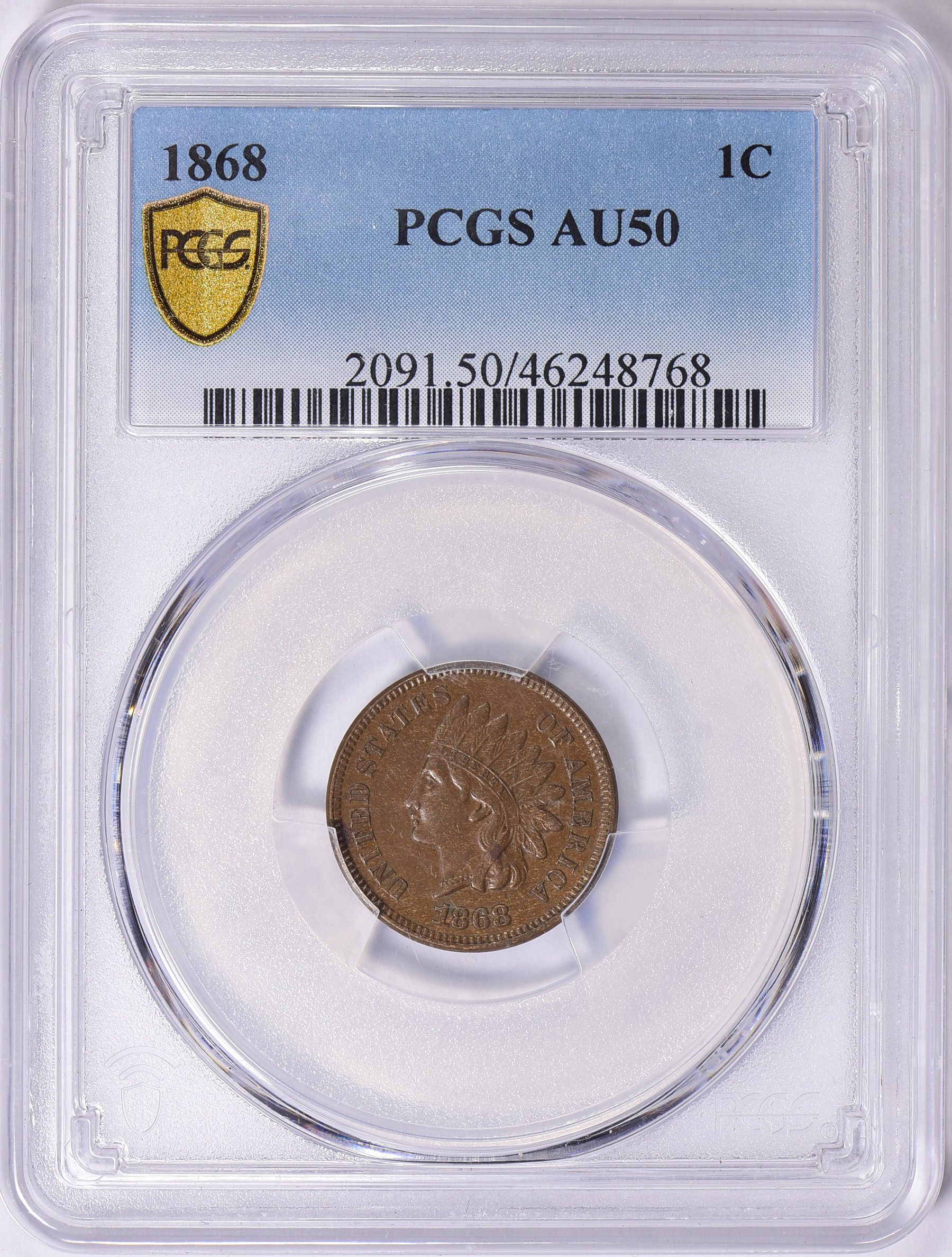 1868 Indian Cent PCGS AU-50 BN (Item 1745444) | GreatCollections Coin ...