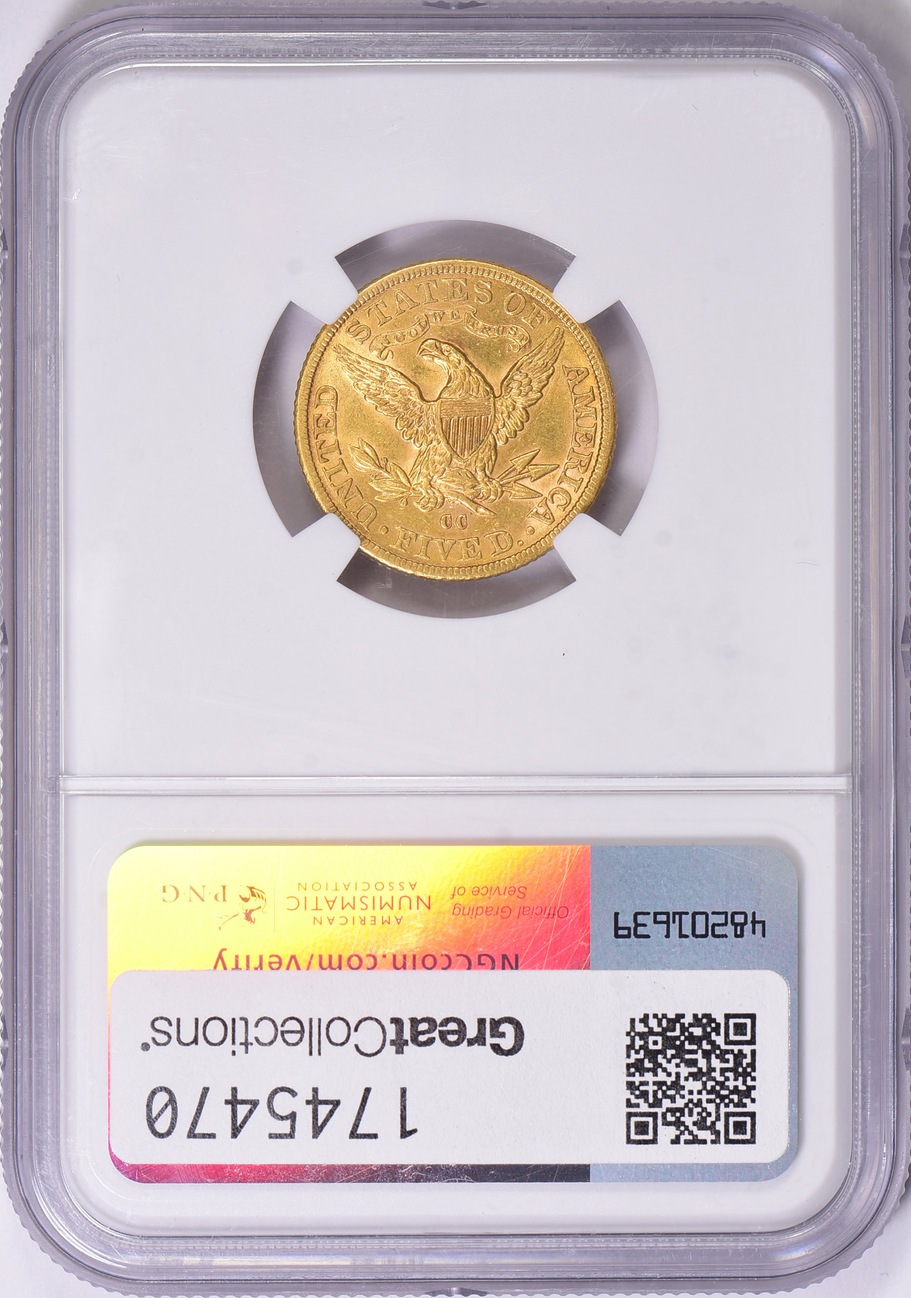 1891-CC Liberty Gold Half Eagle NGC AU-58 (CAC Green) (Item 1745470) | GreatCollections Coin ...