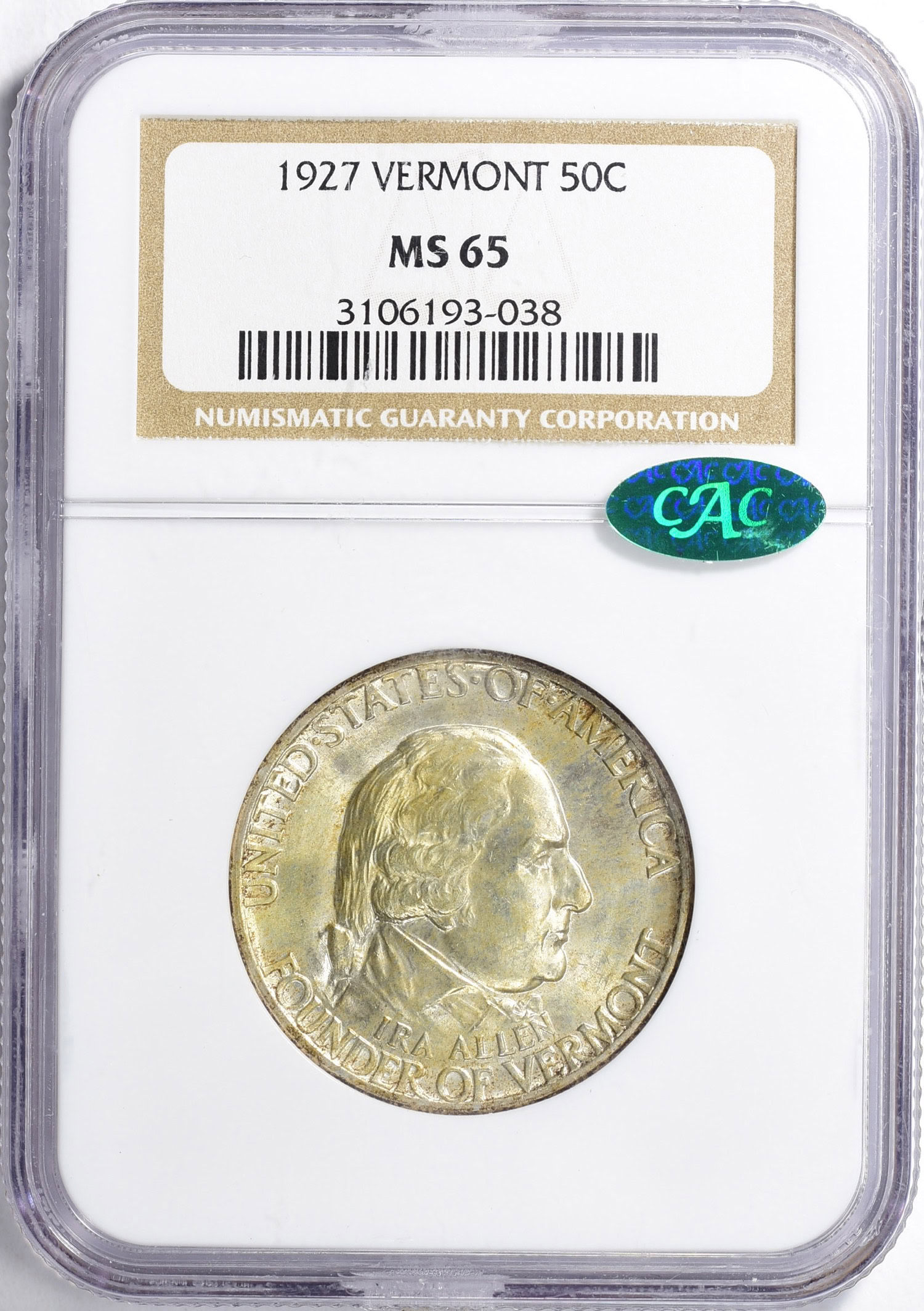 1927 Vermont Sesquicentennial Half Dollar NGC MS-65 (CAC Green) (Item ...