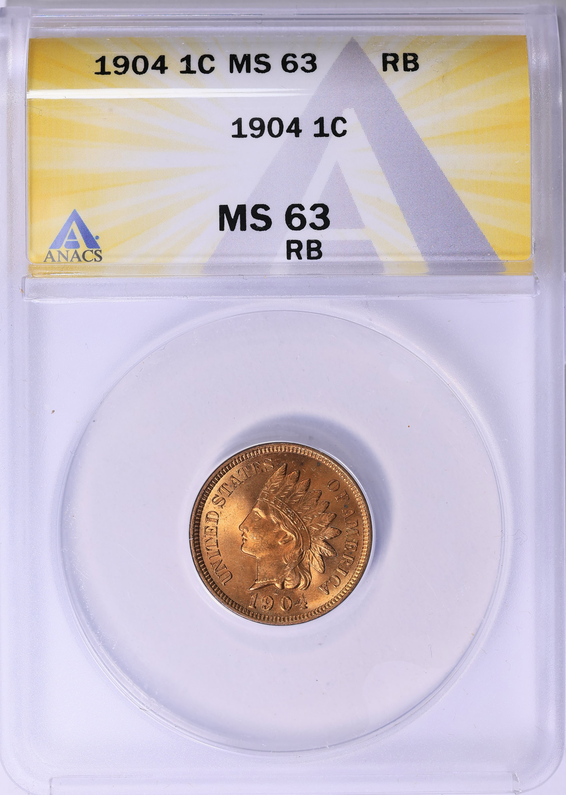 1904 Indian Cent ANACS MS-63 RB (Item 1745537) | GreatCollections Coin Auctions
