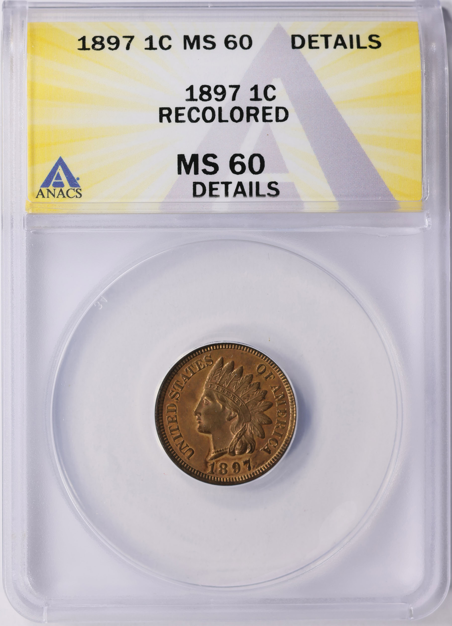 1897 Indian Cent ANACS MS-60 Details (Item 1745579) | GreatCollections ...
