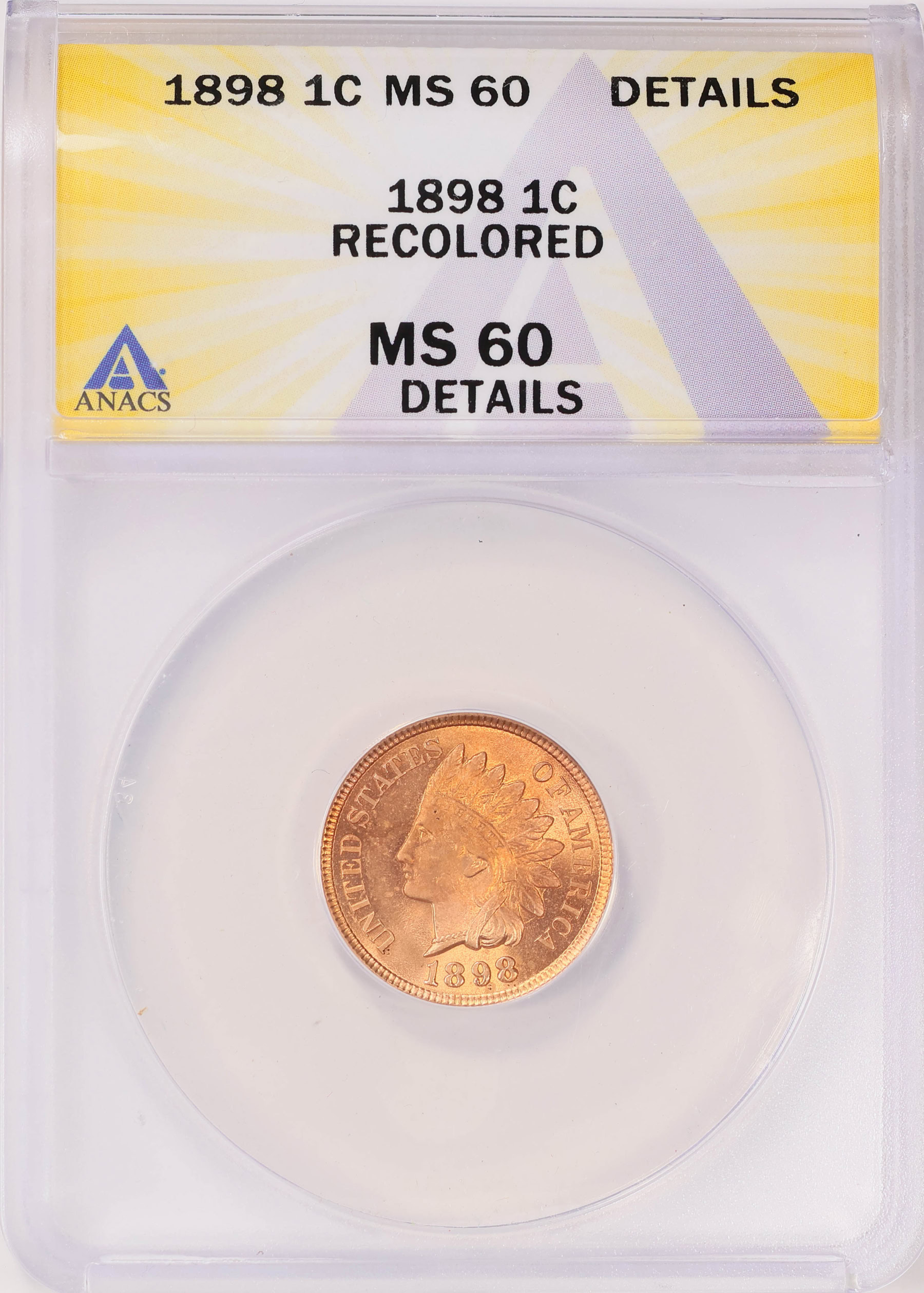 1898 Indian Cent ANACS MS-60 Details (Item 1745580) | GreatCollections ...