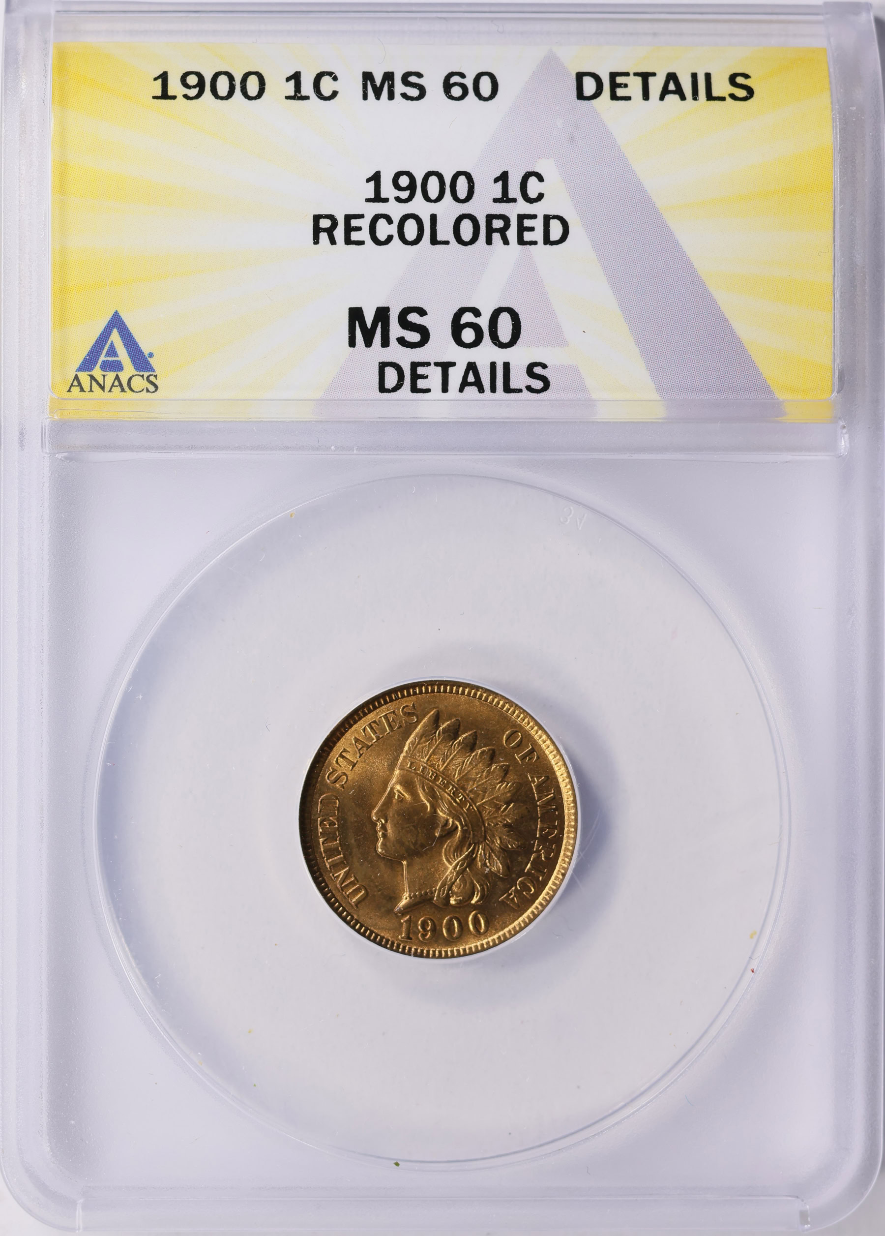 1900 Indian Cent ANACS MS-60 Details (Item 1745582) | GreatCollections ...