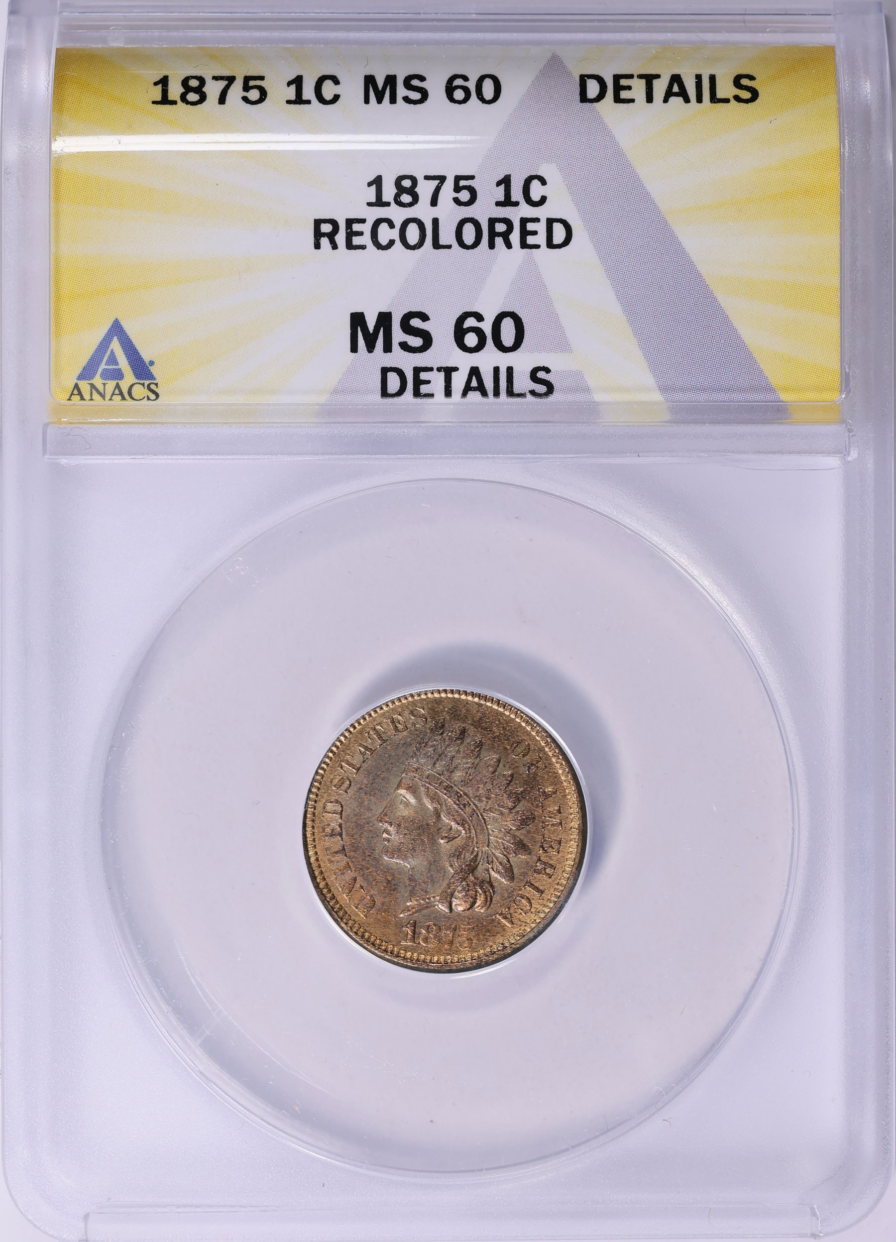 1875 Indian Cent ANACS MS-60 Details (Item 1745585) | GreatCollections ...