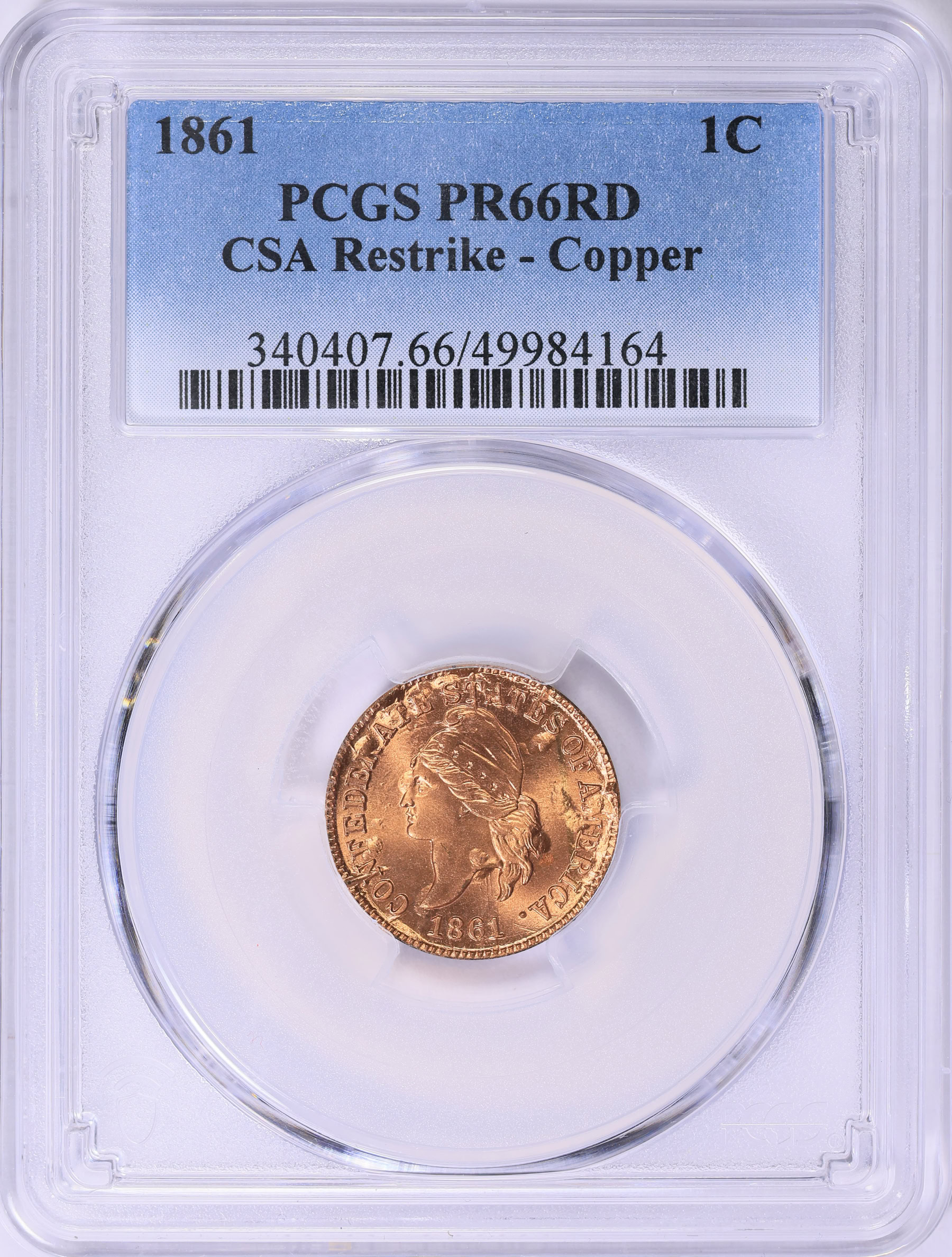 1861 Confederate States of America - CSA Restrike - Copper PCGS Proof ...