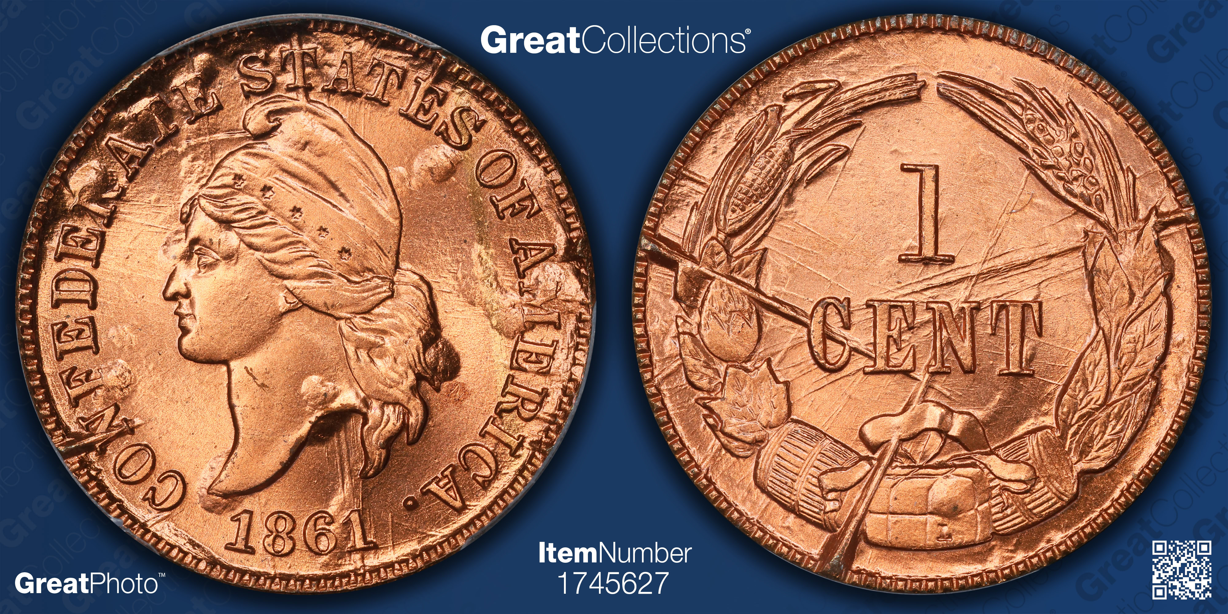 1861 Confederate States of America - CSA Restrike - Copper PCGS Proof ...