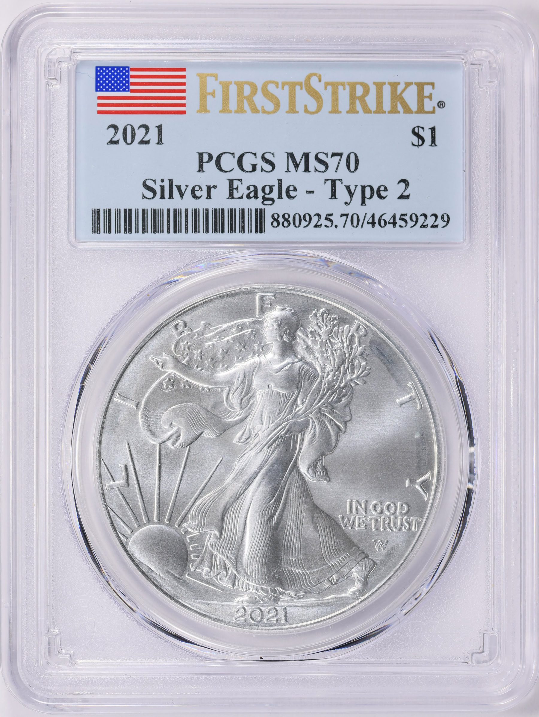2021 $1 Silver Eagle Type 2 First Strike PCGS MS-70 (Item 1745636) | GreatCollections Coin Auctions