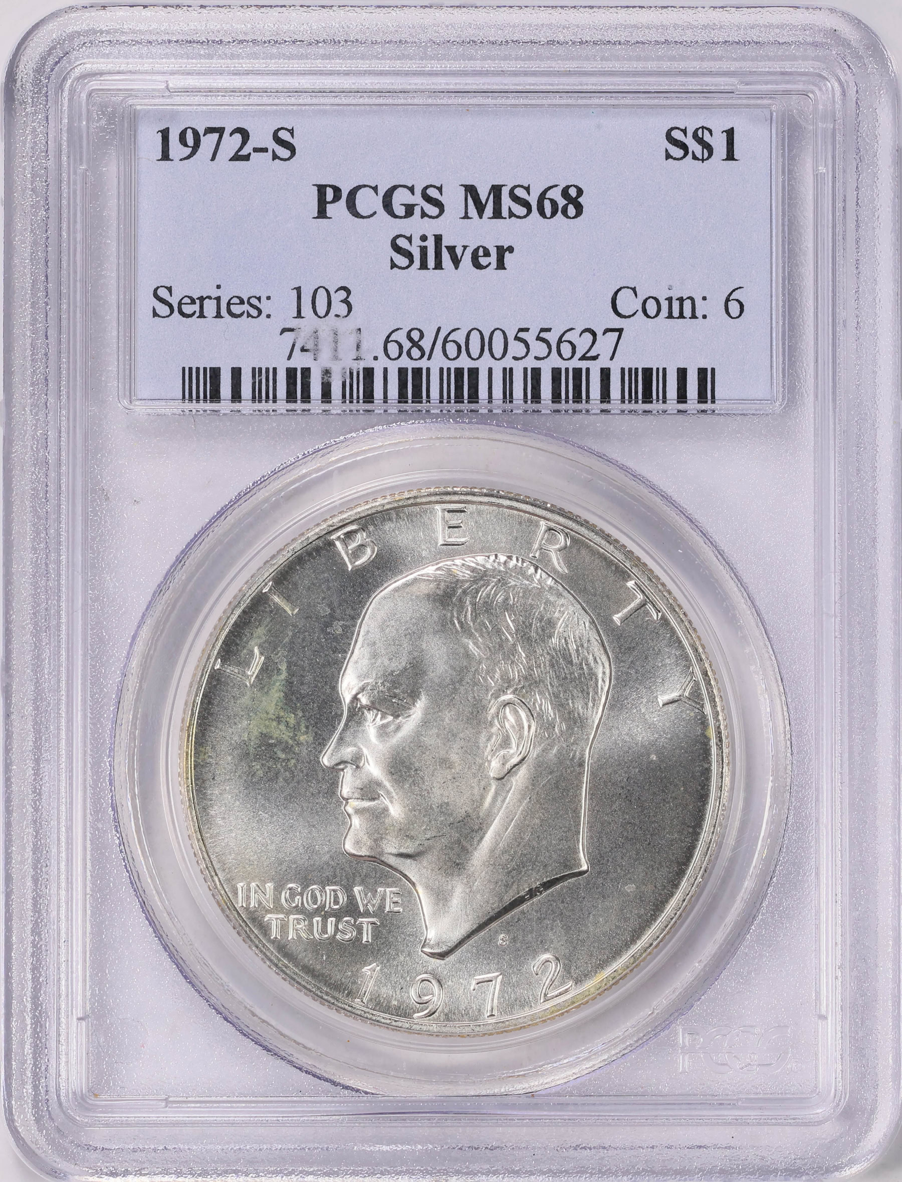 1972-S Eisenhower Dollar Silver PCGS MS-68 (Item 1745683) | GreatCollections Coin Auctions