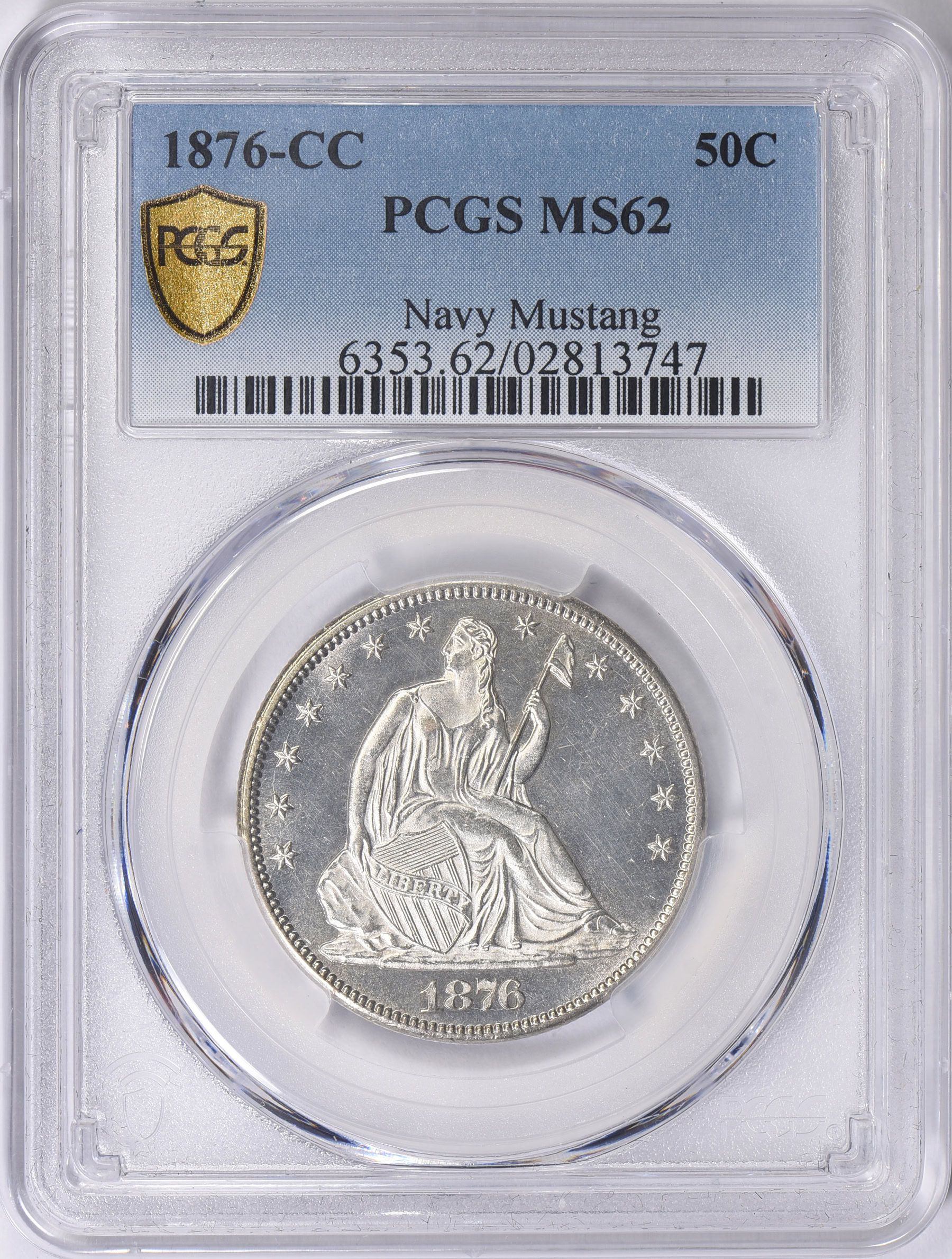 1876-CC Seated Liberty Half Dollar PCGS MS-62 (Navy Mustang Collection) (Item 1745704 ...