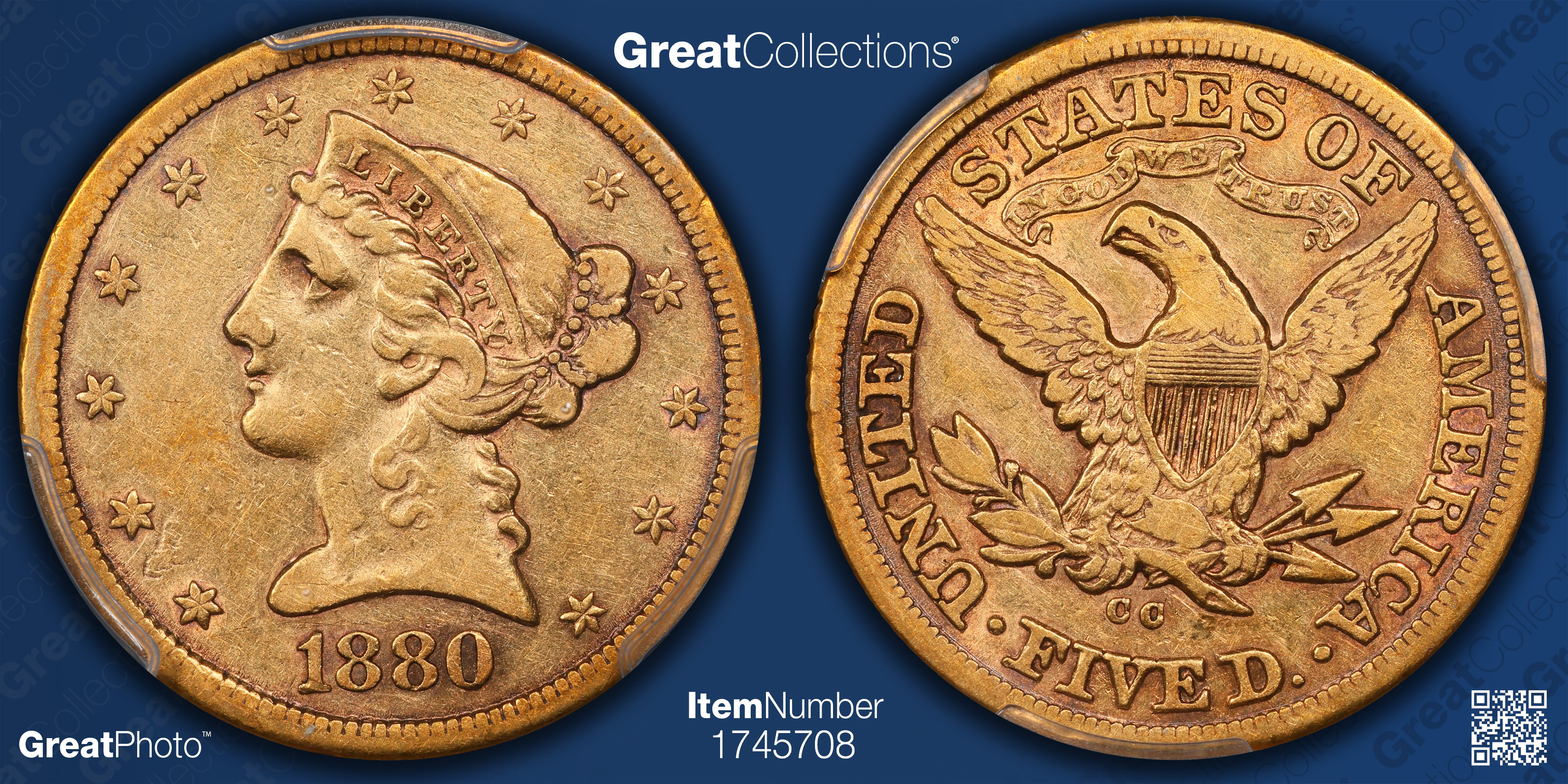 1880-CC Liberty Gold Half Eagle PCGS VF-35 (Navy Mustang Collection ...