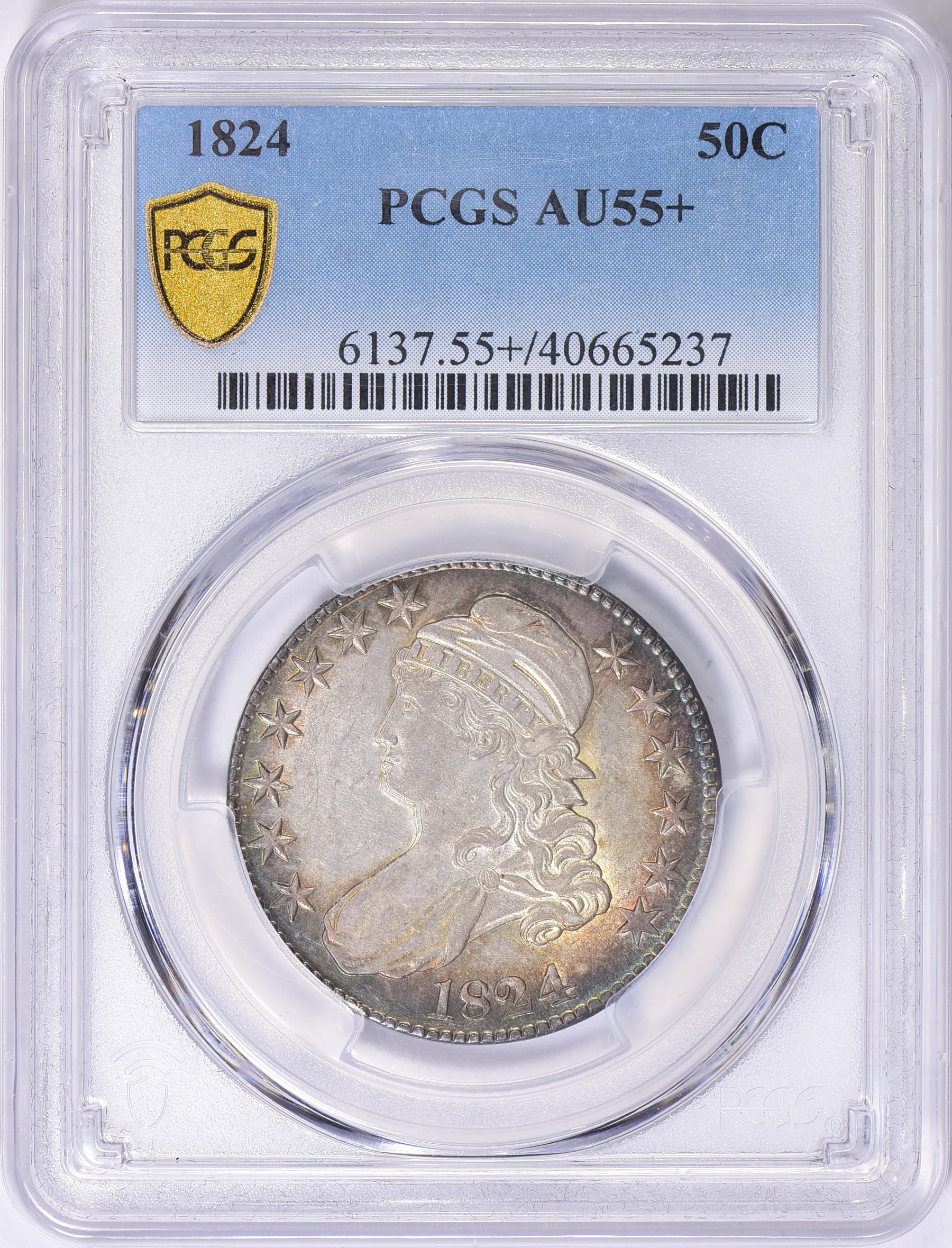 1824 Capped Bust Half Dollar PCGS AU-55+ (Toned) (Item 1745727) | GreatCollections Coin Auctions